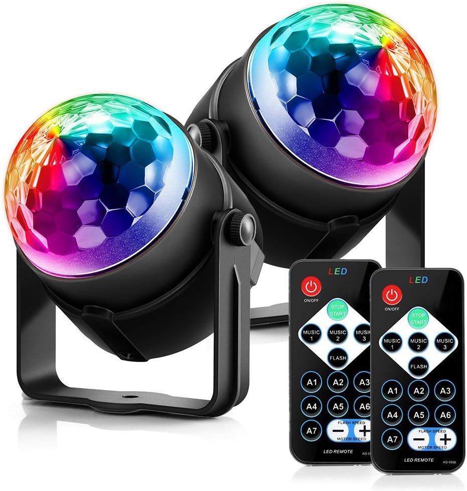 Amazon.com: Tvoip 2Pcs 3W Mini RGB Crystal Magic Ball Sound Activated Disco Ball Stage Lamp ...