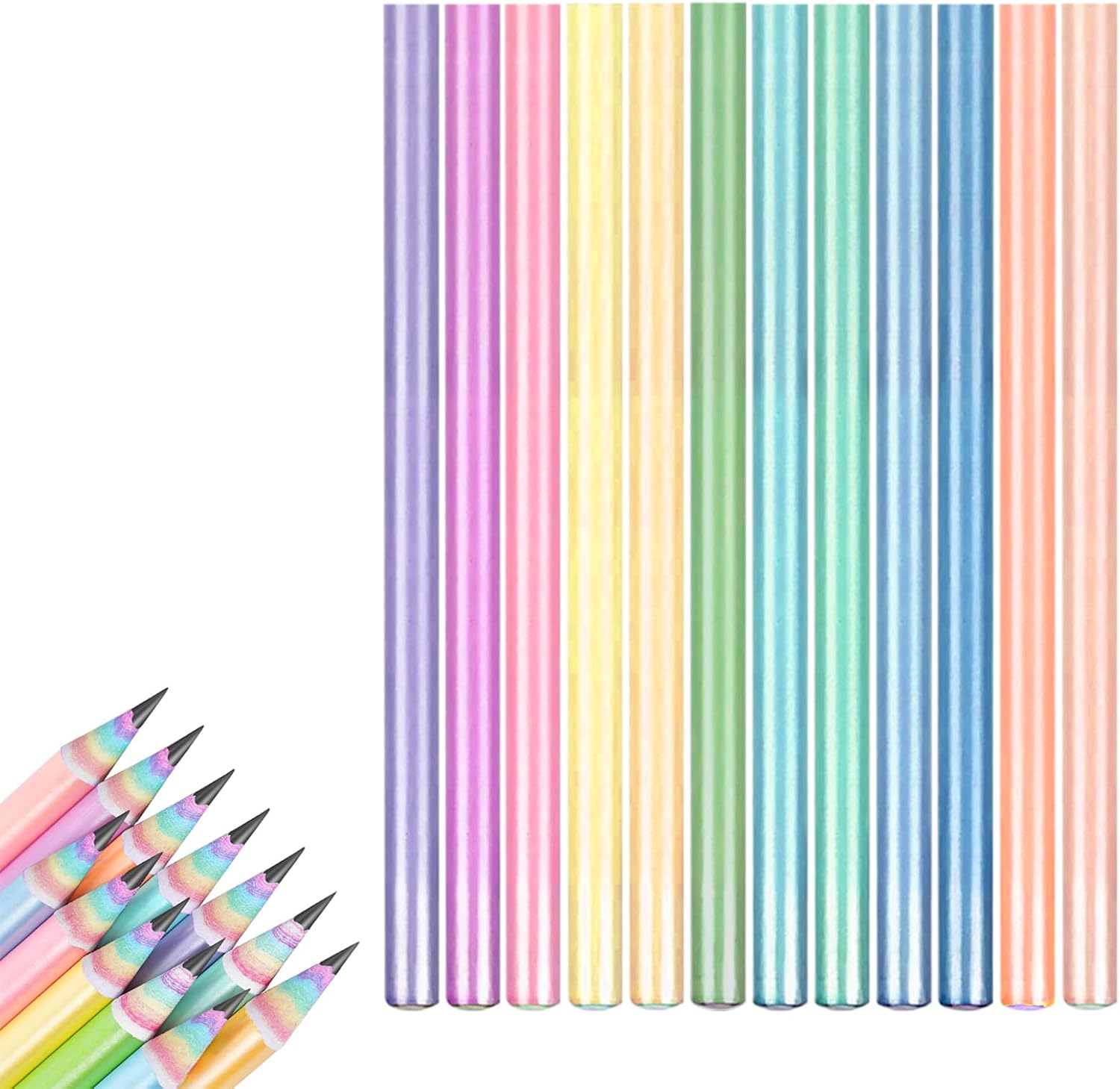 Amazon.co.jp: Mesanda Pencil HB Pencil Rainbow Pencil, 12 Dozen Paper Pencils, Rainbow Pencils ...