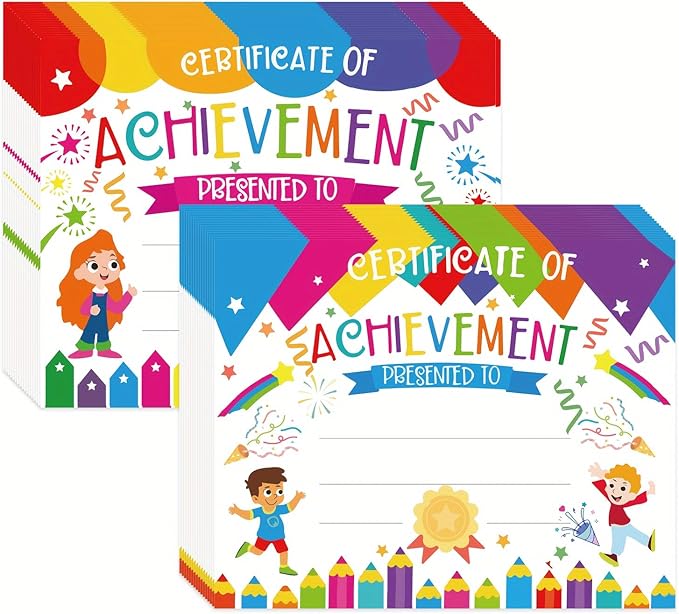 Amazon.com : 40Pcs Colorful Certificates of Achievement,2 Fun Designs ...