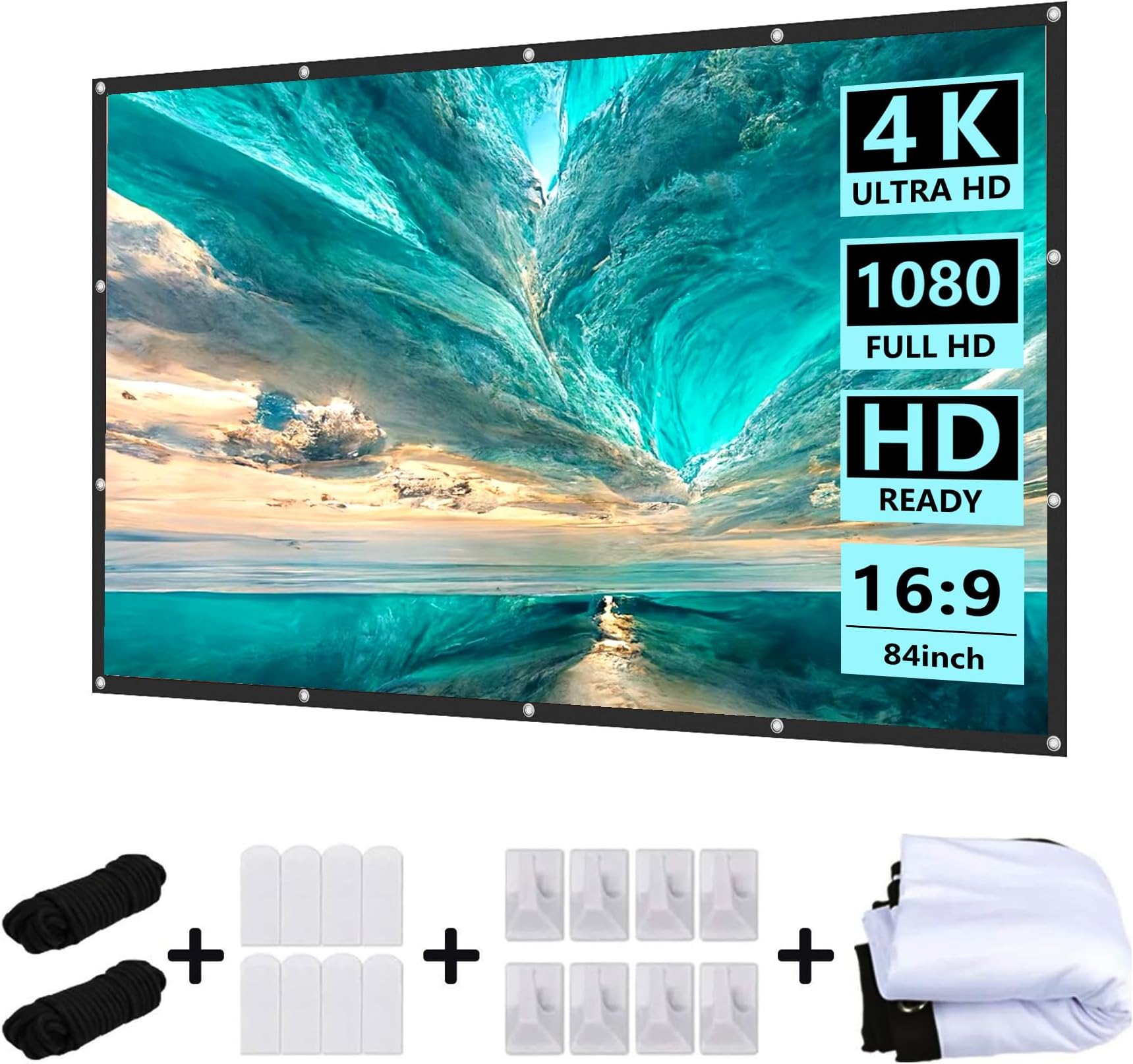 Amazon.com: Projection Screen, 84 inch Projector Screen 16:9 Foldable ...