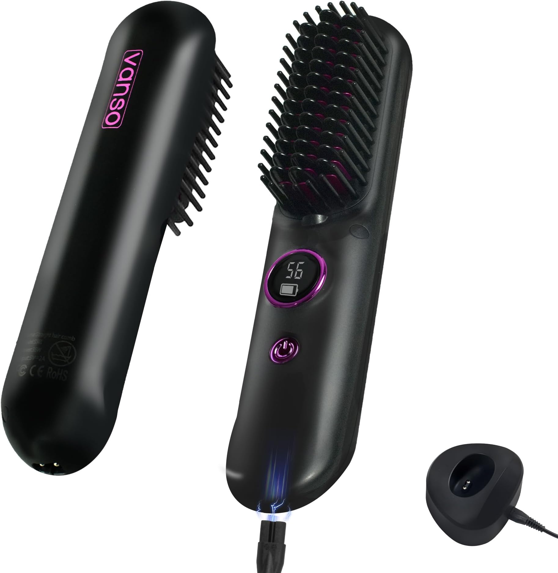 Amazon.com : vanso Cordless Hair Straightener Brush, Portable Hair ...