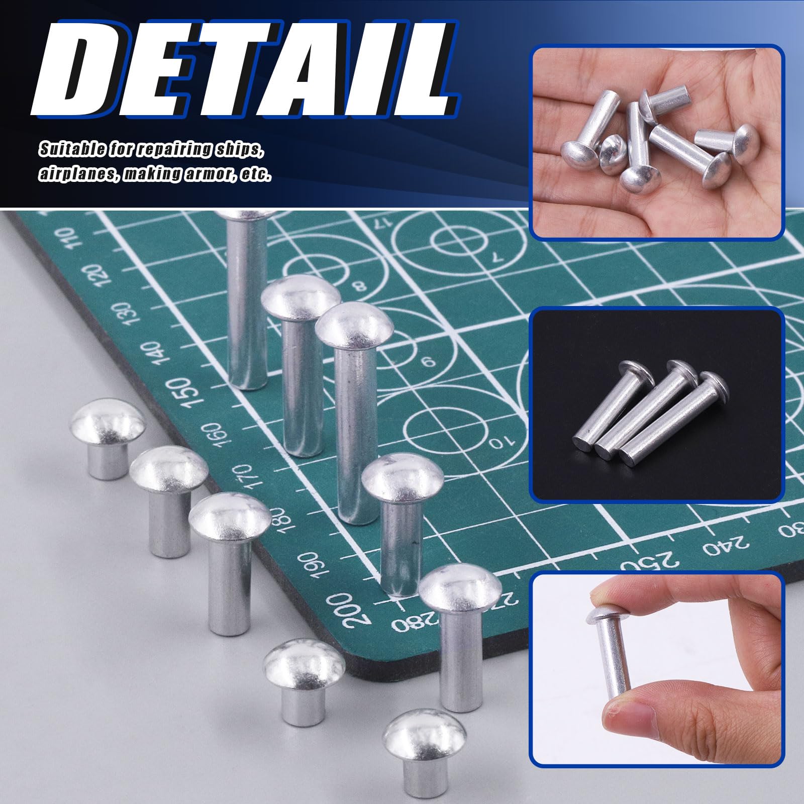 Rivets Aluminium Uxcell 30 Pack Brazier Head Solid Aluminum Rivets, M4 ...