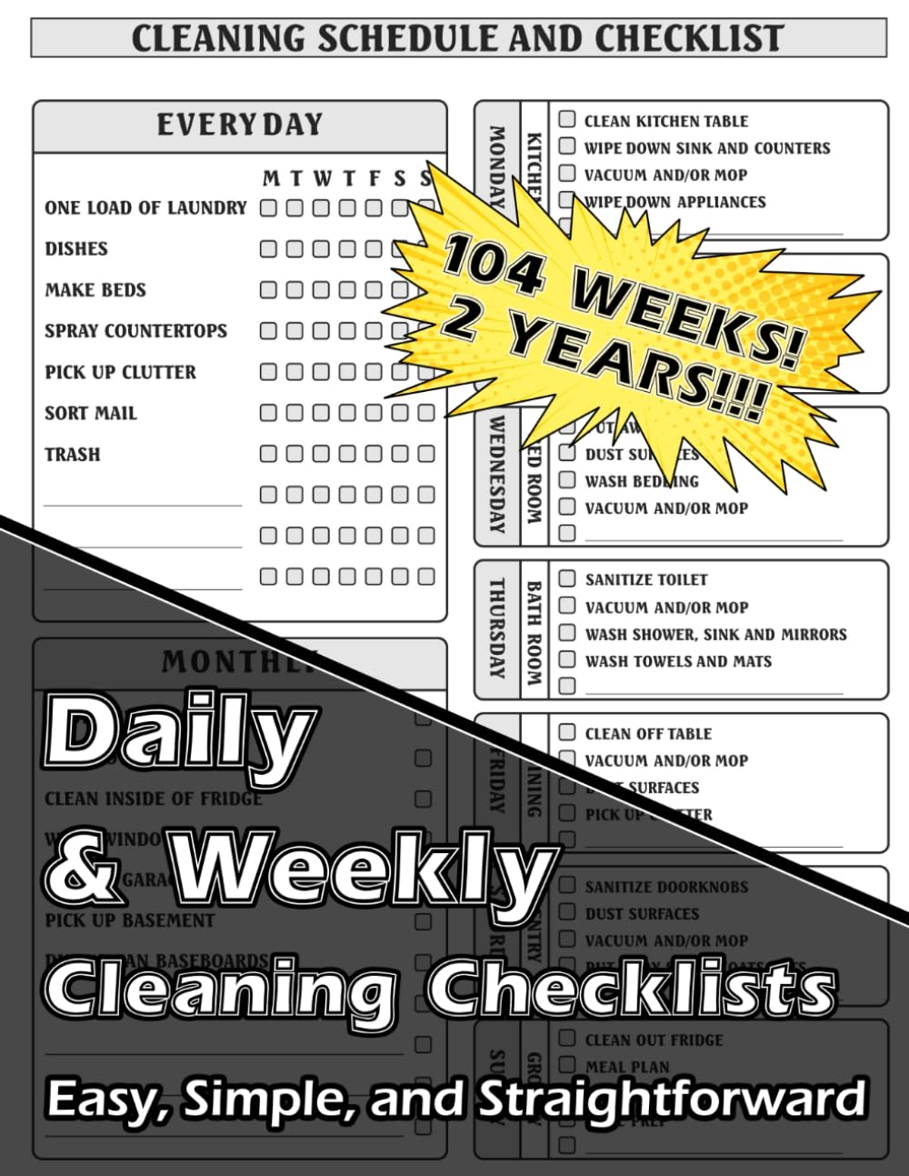 Cleaning Schedule and Checklist - Planner/Logbook: Daily, Weekly ...