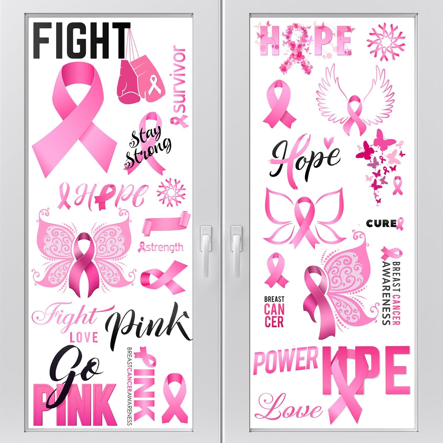 Amazon.com: Breast Cancer Awareness Window Clings Breast Cancer Decal ...