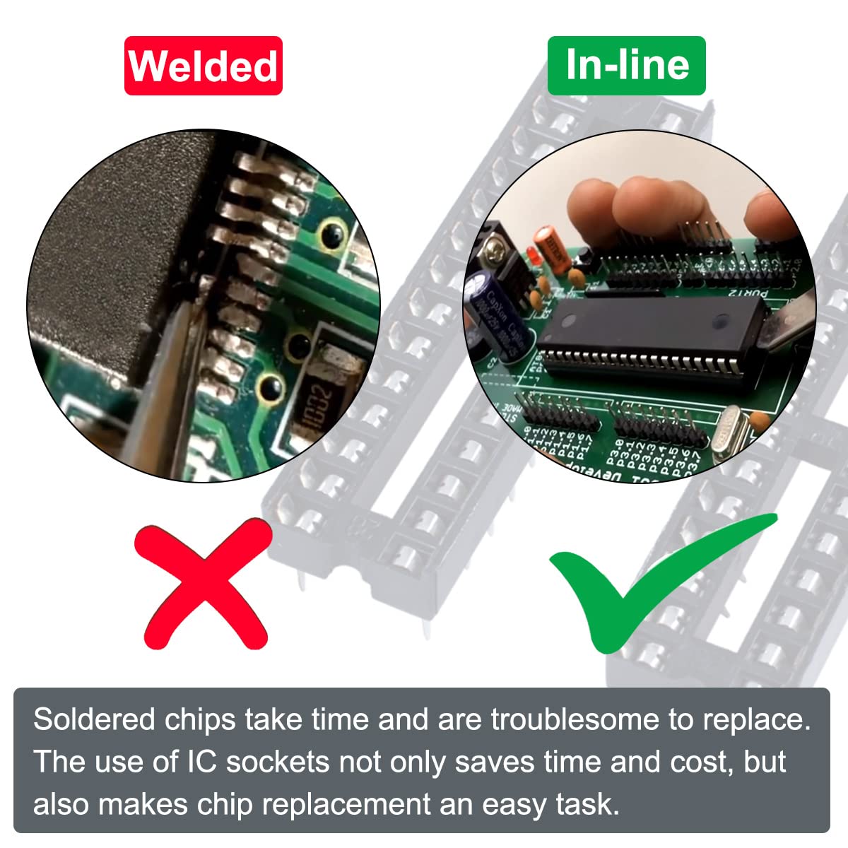 Snapklik.com : DAOKAI DIP IC Socket Adaptor 2.54mm Pitch Electronics ...