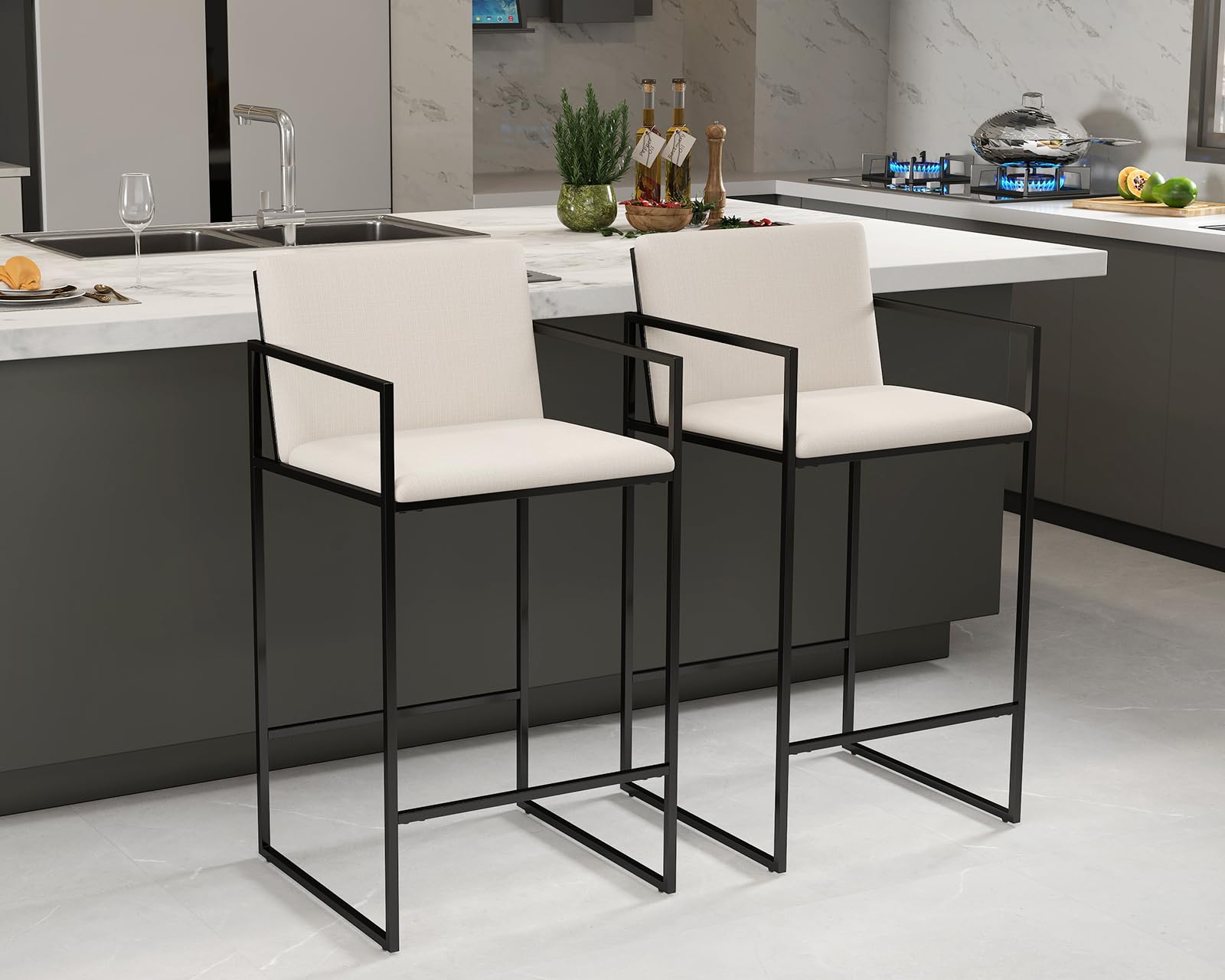 Amazon.com: LIVINOVA Modern Counter Height Bar Stools Set of 2, 25.5 ...