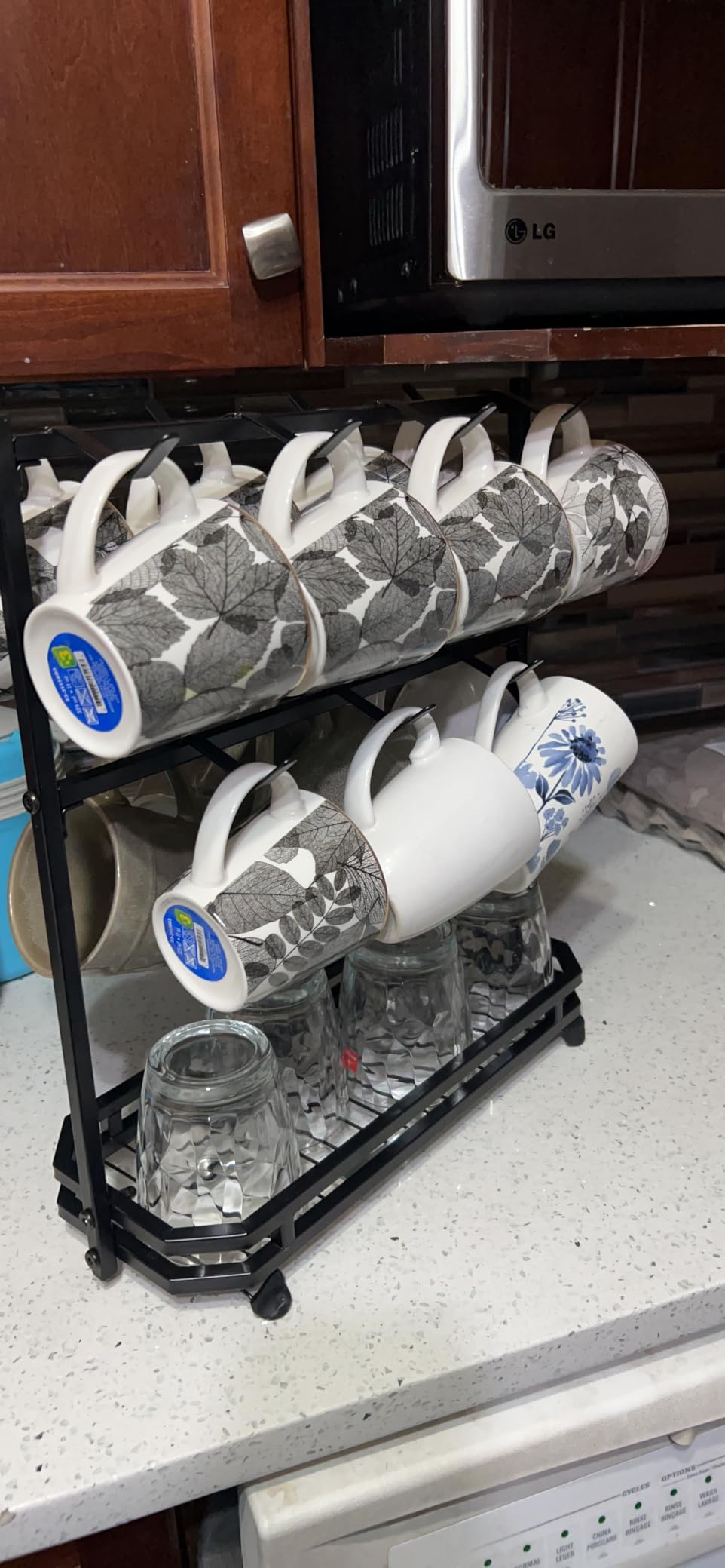 FANGSUN Large Coffee Mug Holder Stand Countertop, Tree Rack for 14 Mugs ...