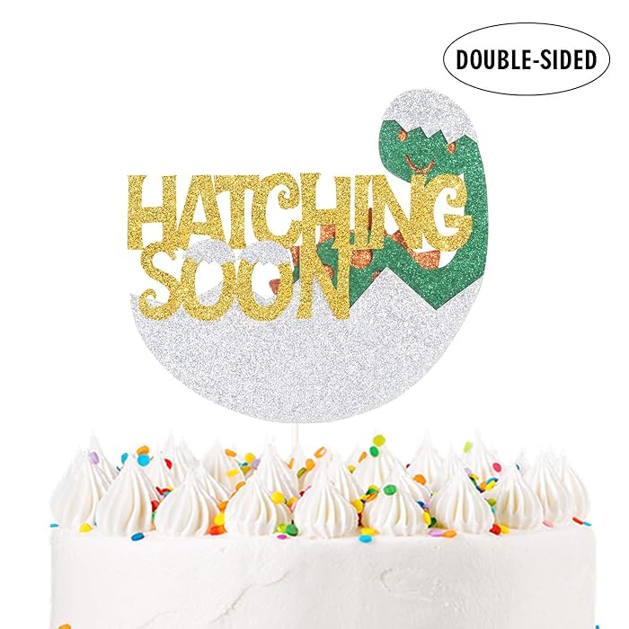 Buy Hatching Soon Cake Topper Dinosaur Cake Topper for Baby Shower ...