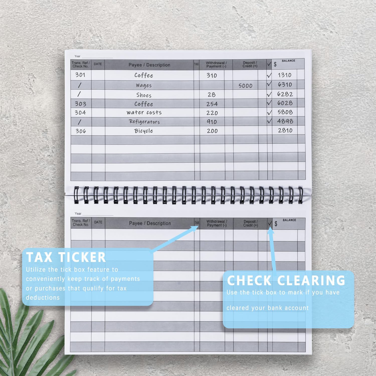 Snapklik.com : A5 Big Check Registers For Personal Checkbook, Checkbook ...