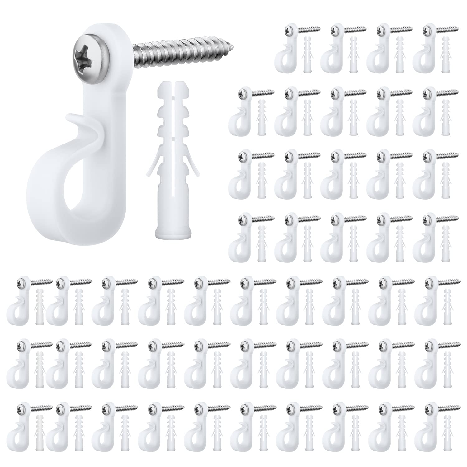 AIEX 50pcs Screw Hooks for Outdoor String Lights, Heavy Duty Christmas ...