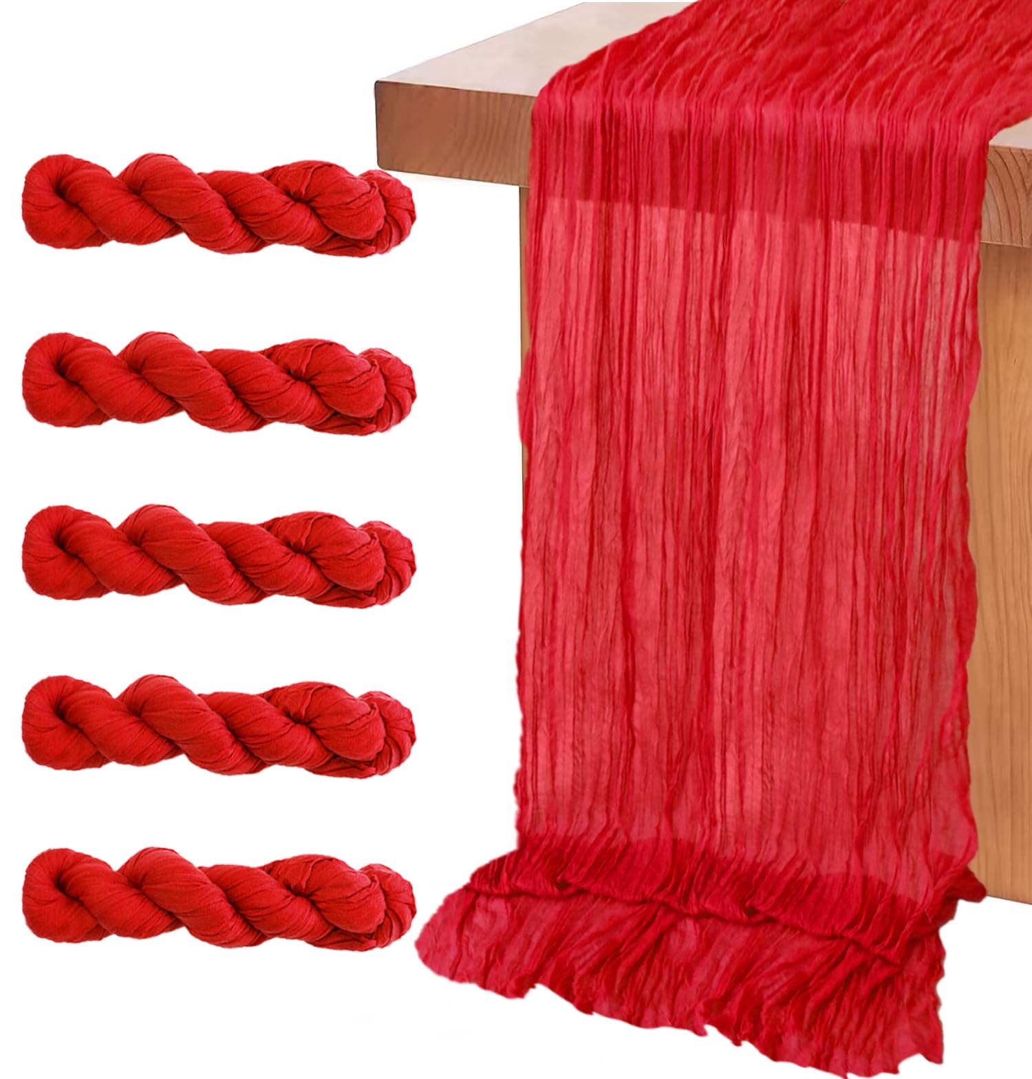Amazon.com: MODFUNS 5 Packs Cheesecloth Gauze Table Runner Red Cheese ...