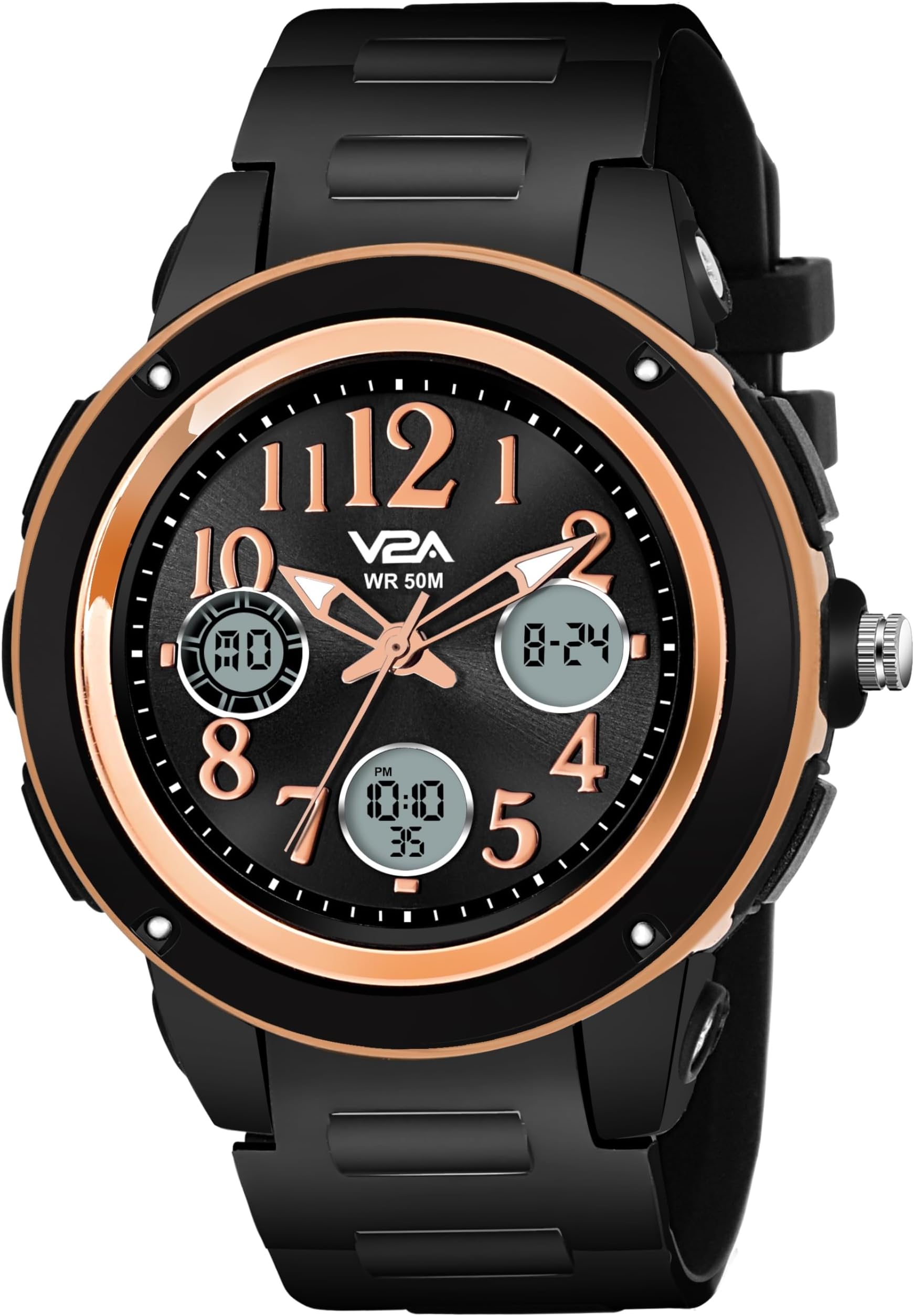 V2A Analog Digital Waterproof Fashion Sports Watch With Backlight Alarm ...