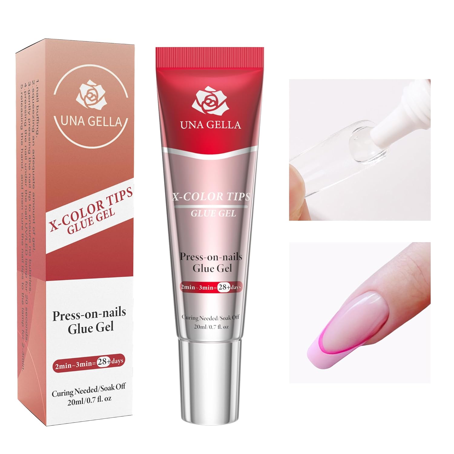 Amazon.com: UNA GELLA Gel Nail Glue for Press On Nails, Adhesive Super ...