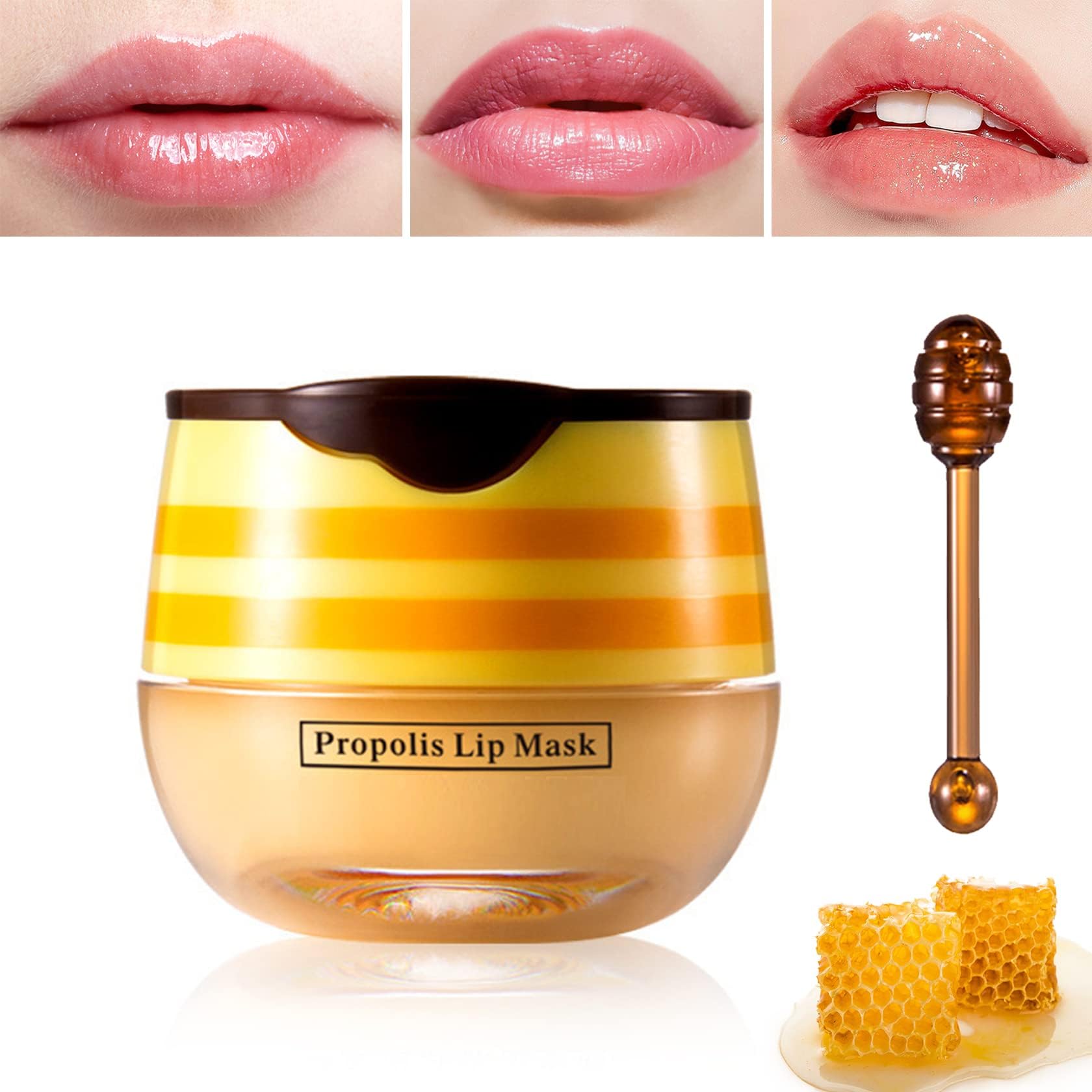 Amazon.com : 2 PCS Bee Lip Balm Lip Mask Honey Pot, Honey & Strawberry ...