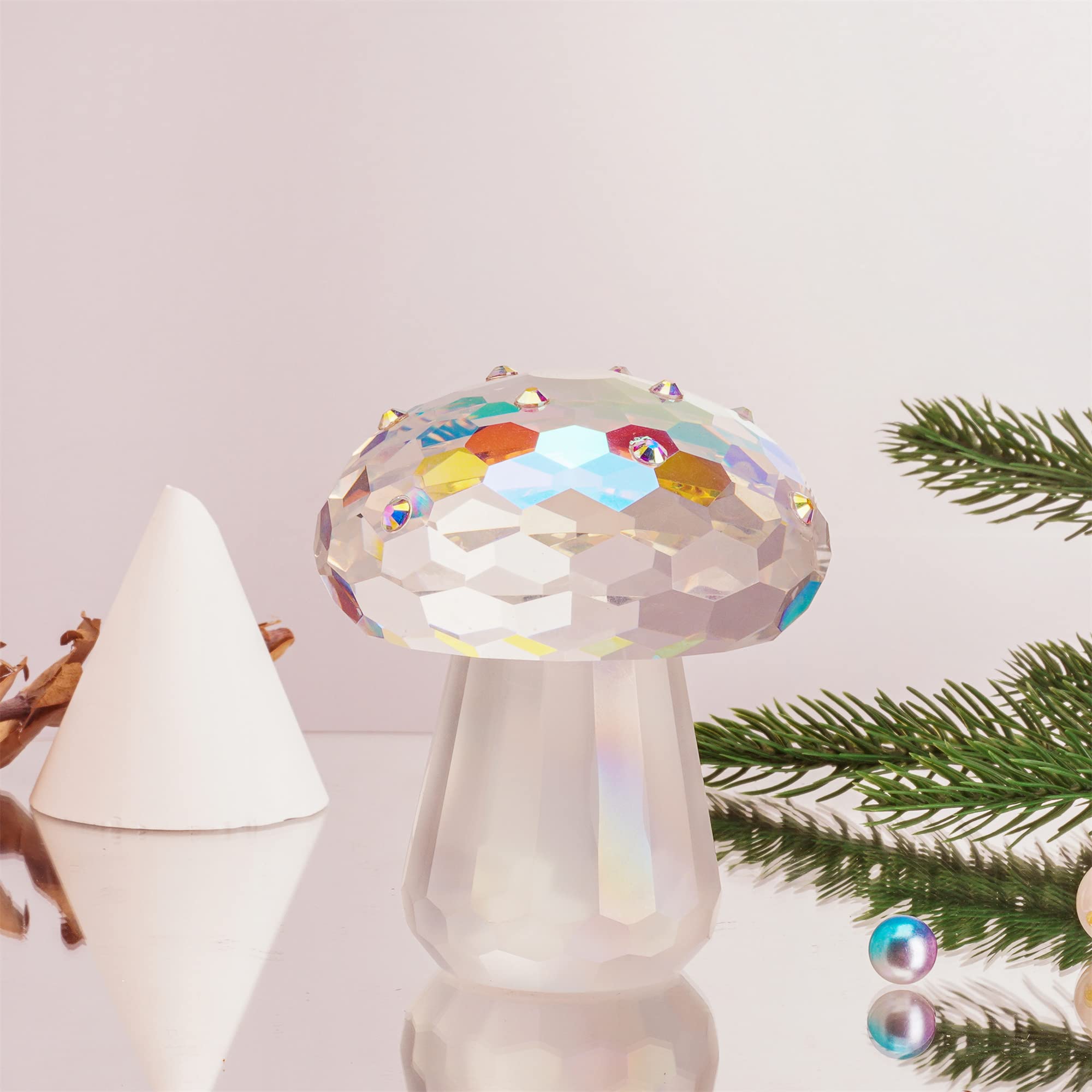 Amazon.com: Crystal Mushroom Figurine Ornament with Rhinestones, Glass ...