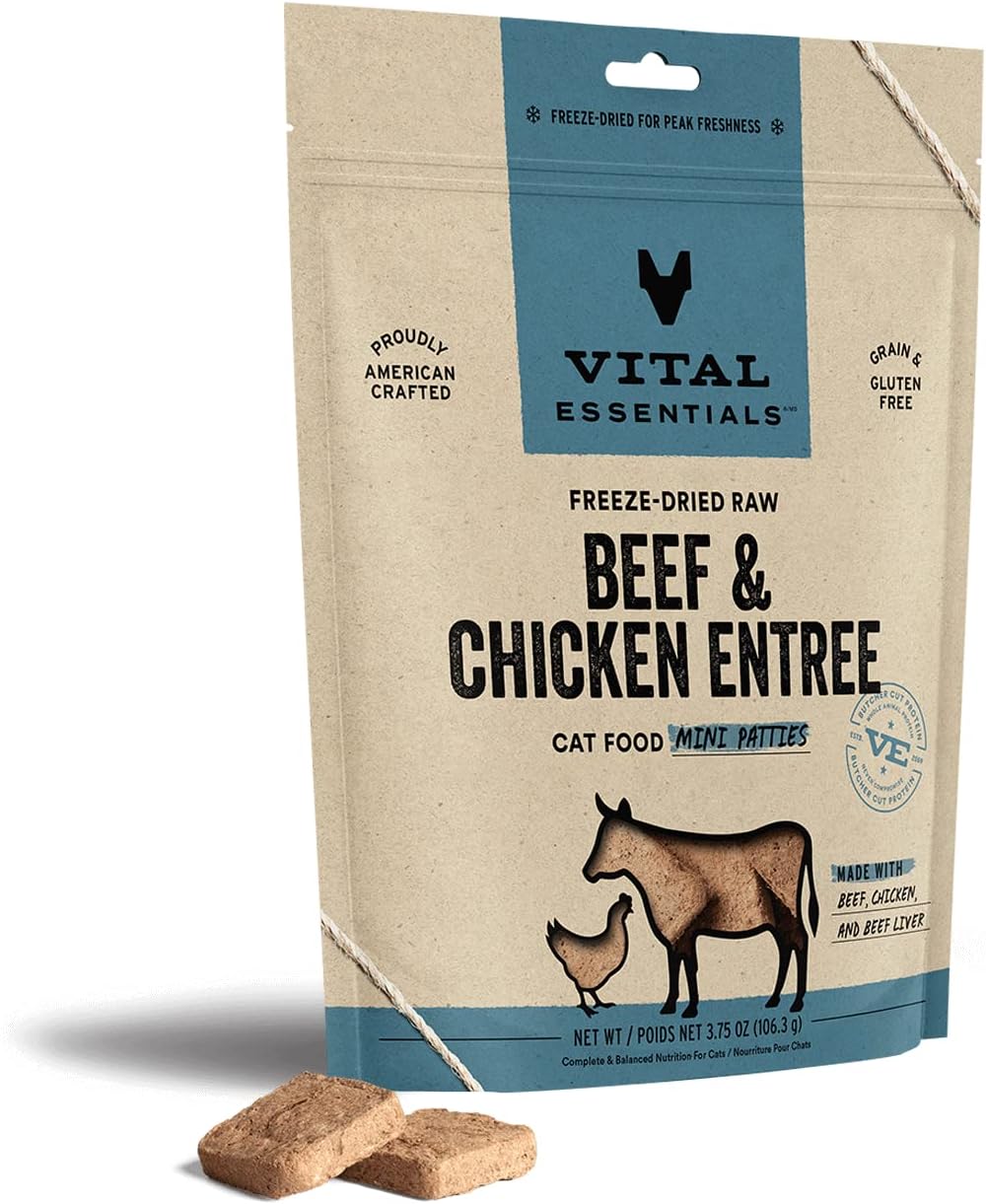 Amazon.com : Vital Essentials Freeze Dried Raw Cat Food, Beef & Chicken ...