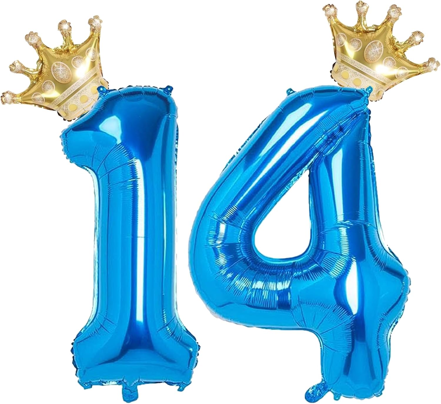 Amazon.com: 14 Number Balloon Blue 40 inch Big Foil Crown Helium 14th ...