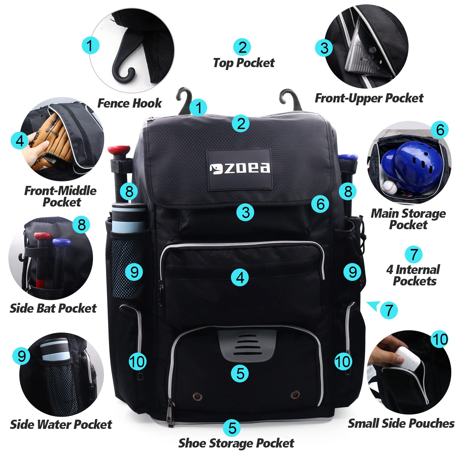 Snapklik.com : ZOEA Super Large Expandable Bat Pack, Baseball Bat Bag ...