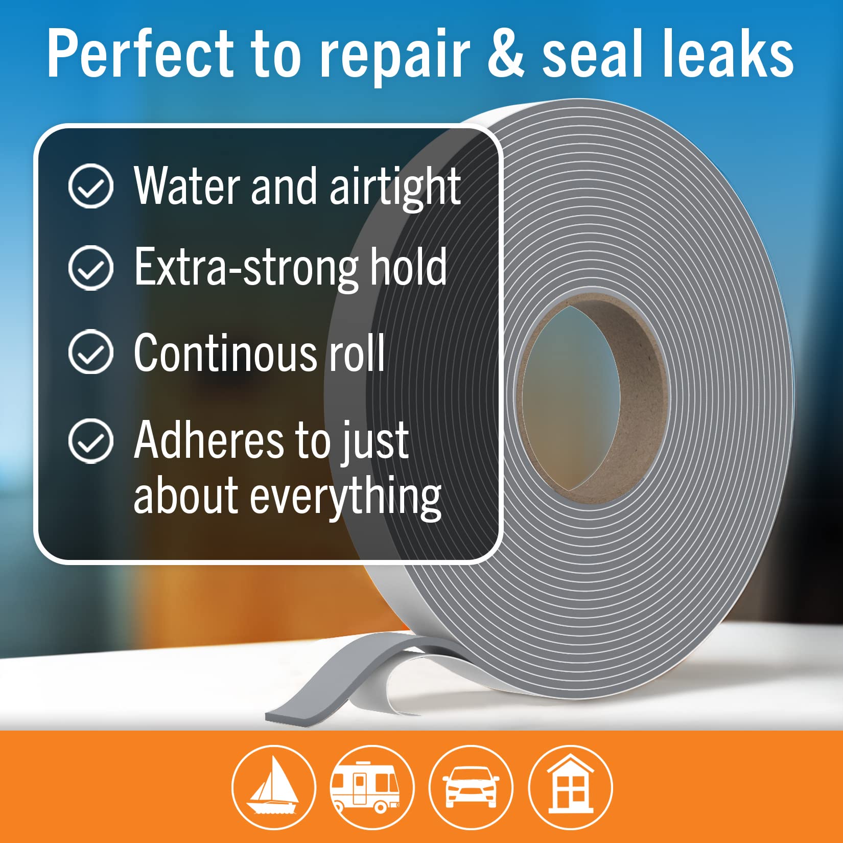 Snapklik.com : Butyl Tape, RV And Marine Window Seal Kit, Gray Double ...