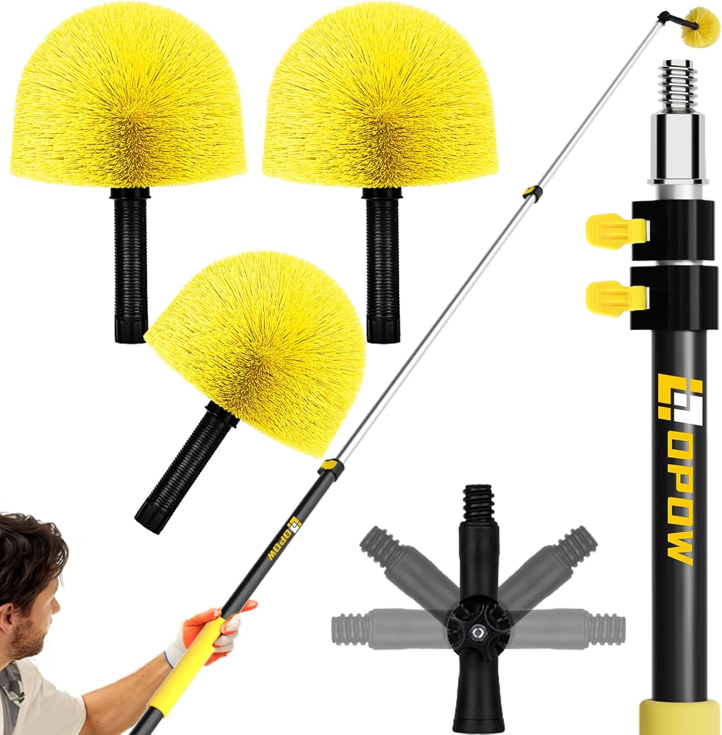 Amazon.com: 3 Cobweb Duster with Telescopic Pole 4.6-12 Feet, 20 Ft ...