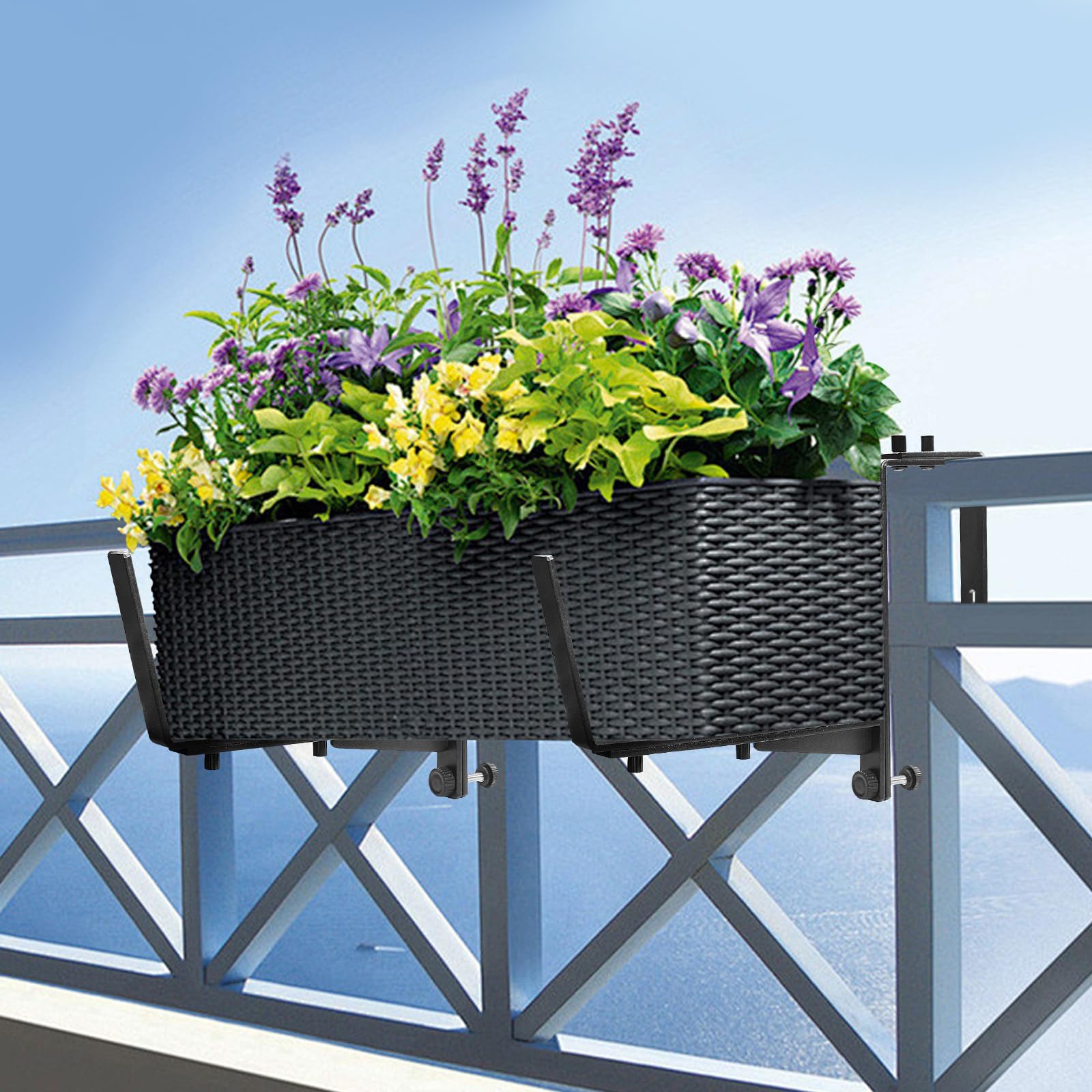 Snapklik.com : ZUIWAN 2 Pcs Adjustable Railing Planter Boxes Brackets