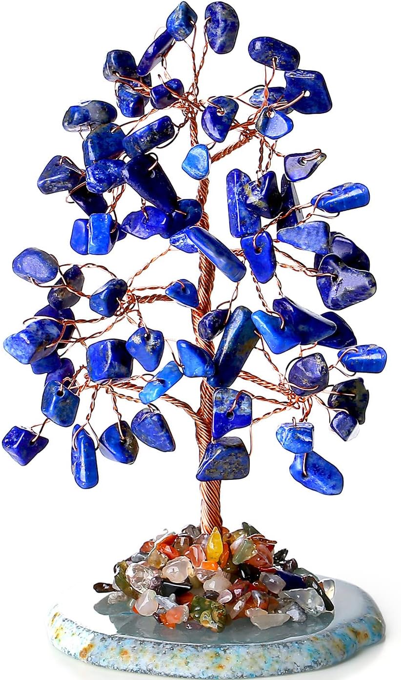 QINJIEJIE Lapis Lazuli Crystal Tree of Life Decor Feng Shui Tree Chakra ...