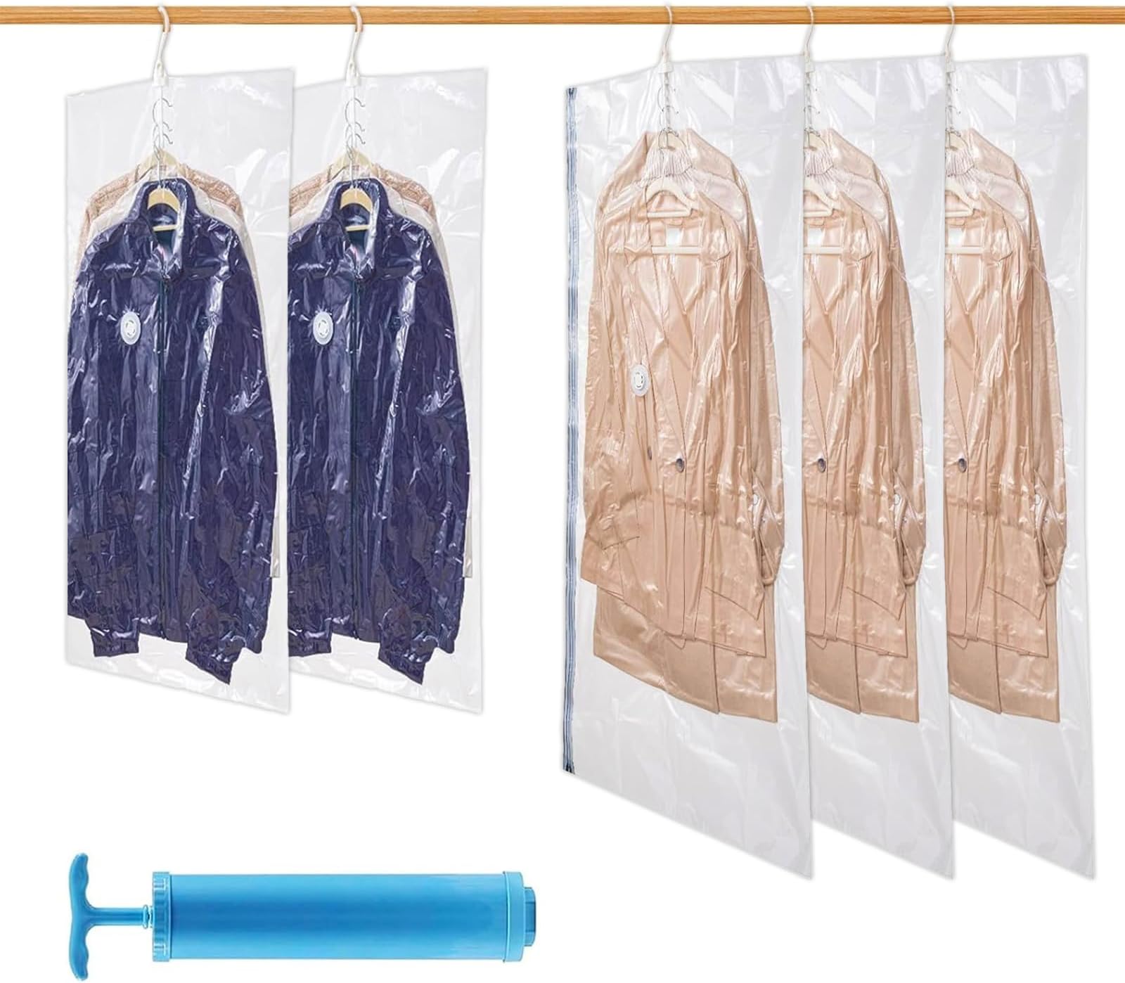 5 Pack Bolsas al Vacío Ropa Colgantes, Bolsas de Almacenamiento de ...