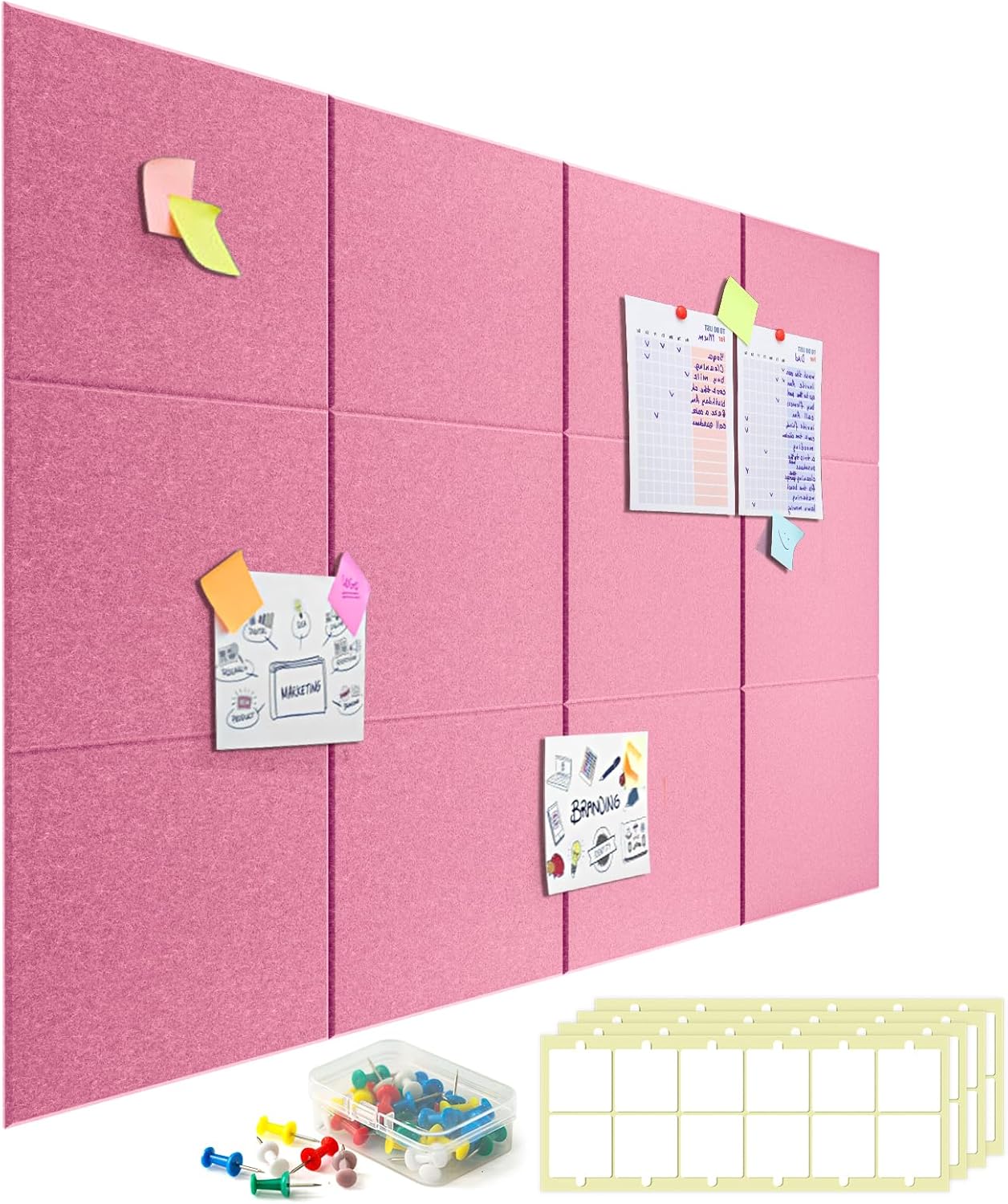 Large Cork Board for Walls - 12 Packs Bulletin Board,48"x36" Cork Board ...