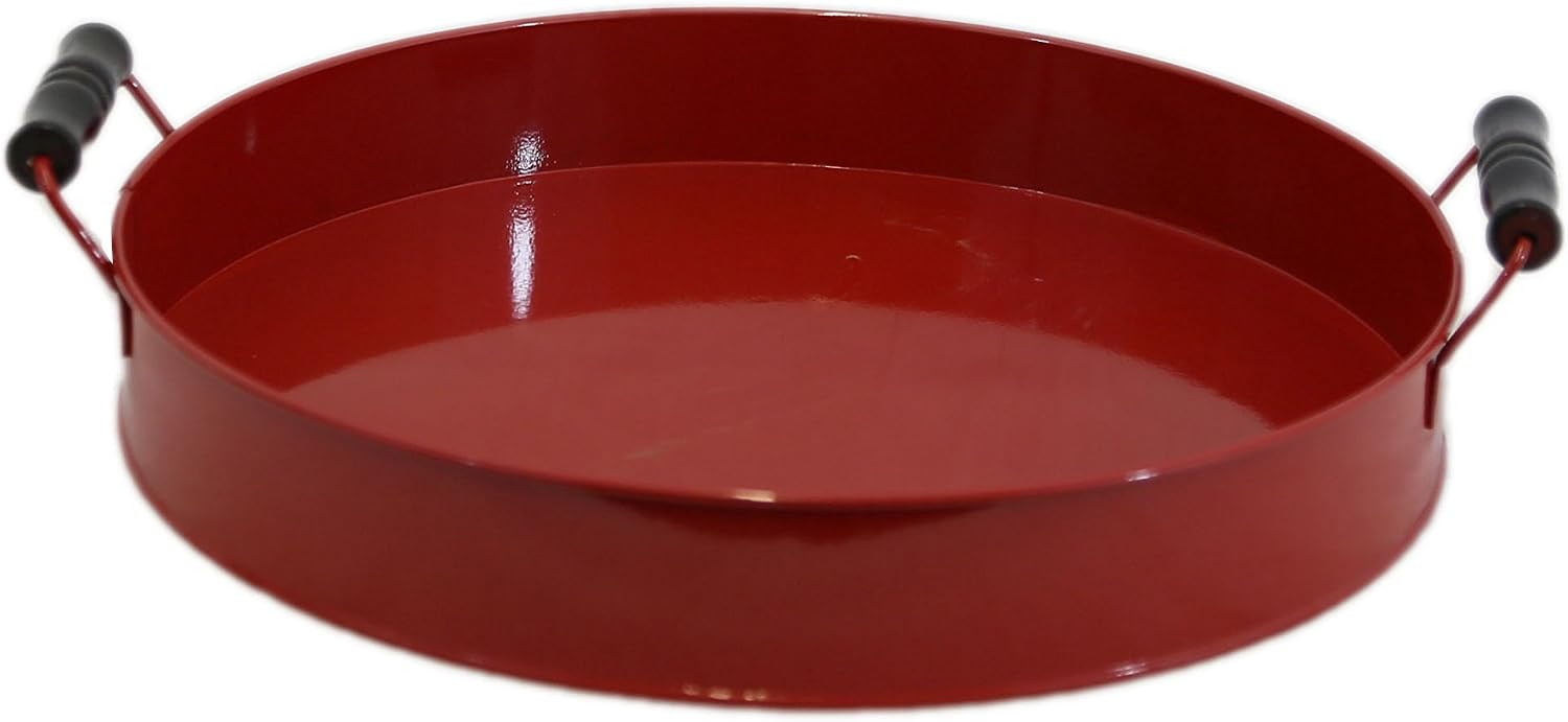 Amazon.com: Red Round Metal Serving Tray : Home & Kitchen