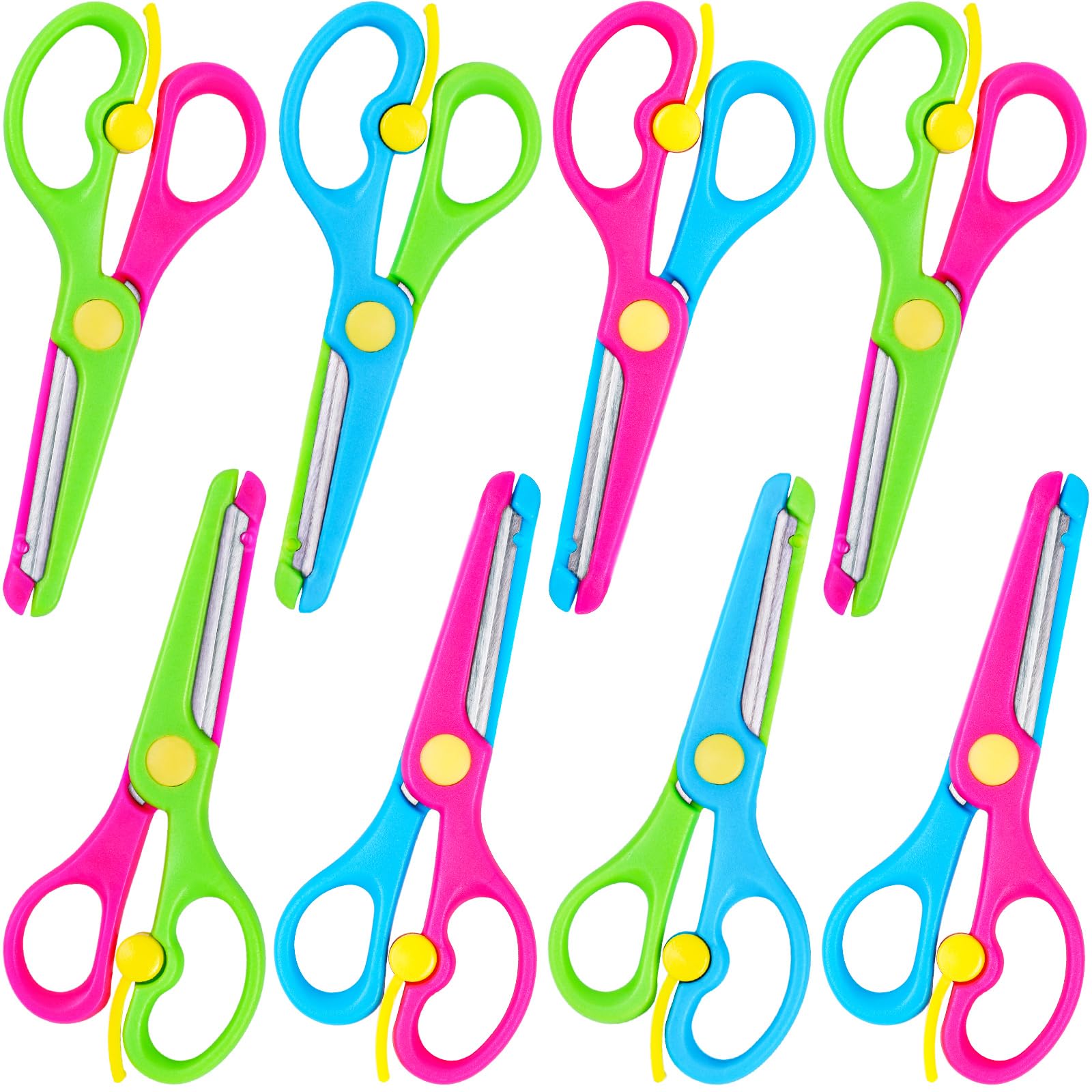 Amazon.com: LovesTown 8PCS Preschool Training Scissors, Dual-Color ...
