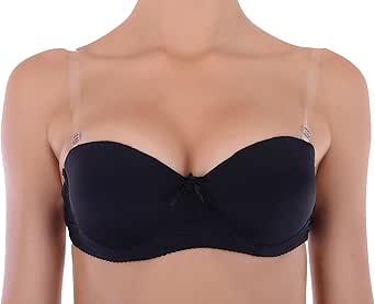 Luerrose Soutien-Gorge rembourré Push-up avec Bretelles en Silicone Transparent dans Le Dos - 36 ...