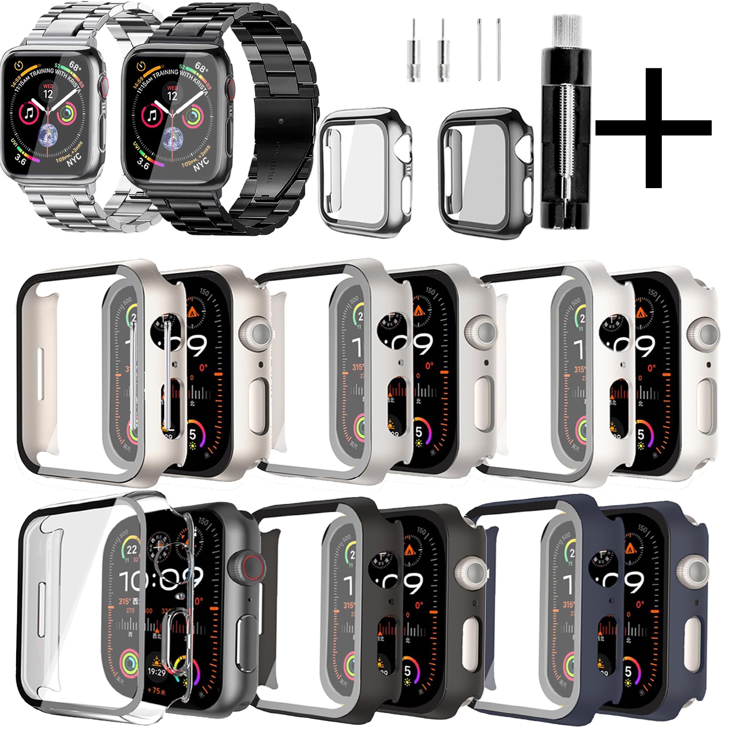 Amazon.com: 46mm (Series 10) 2 Compatible With Apple Watch Band + 8 ...