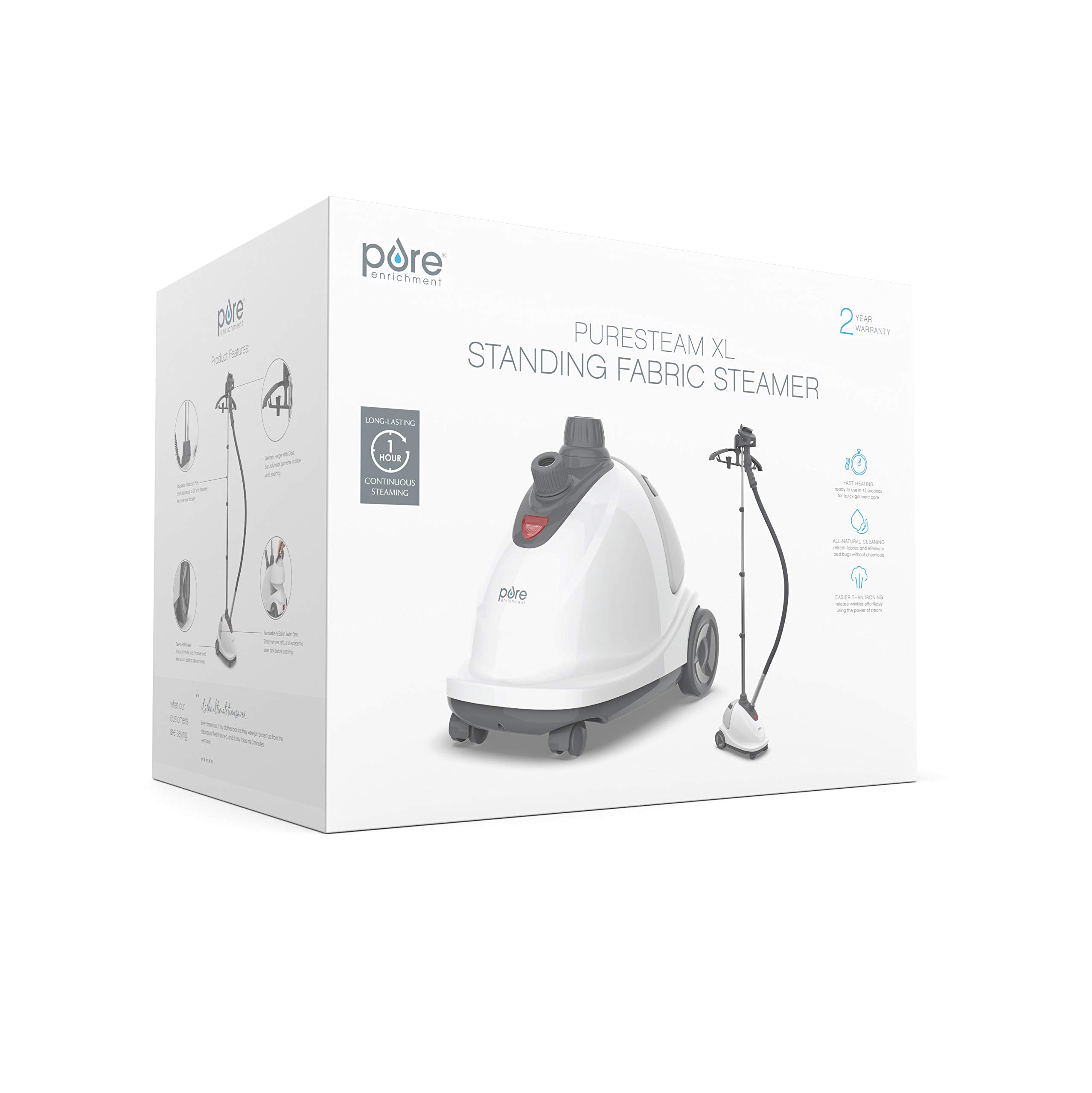 Pure Enrichment® PureSteam™ XL Standing Steamer with Garment Hanger ...