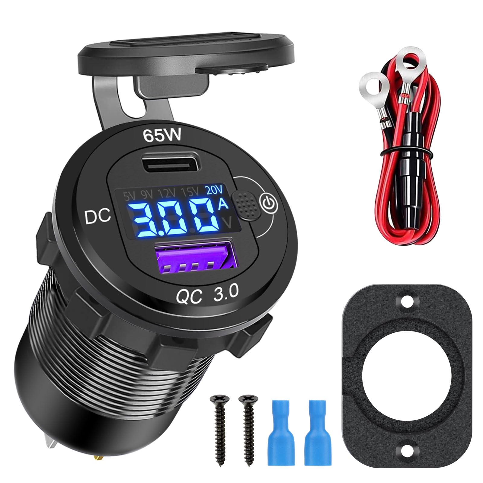 Amazon.com: Linkstyle USB Charger Socket, 36W QC3.0 USB A & 65W USB C ...