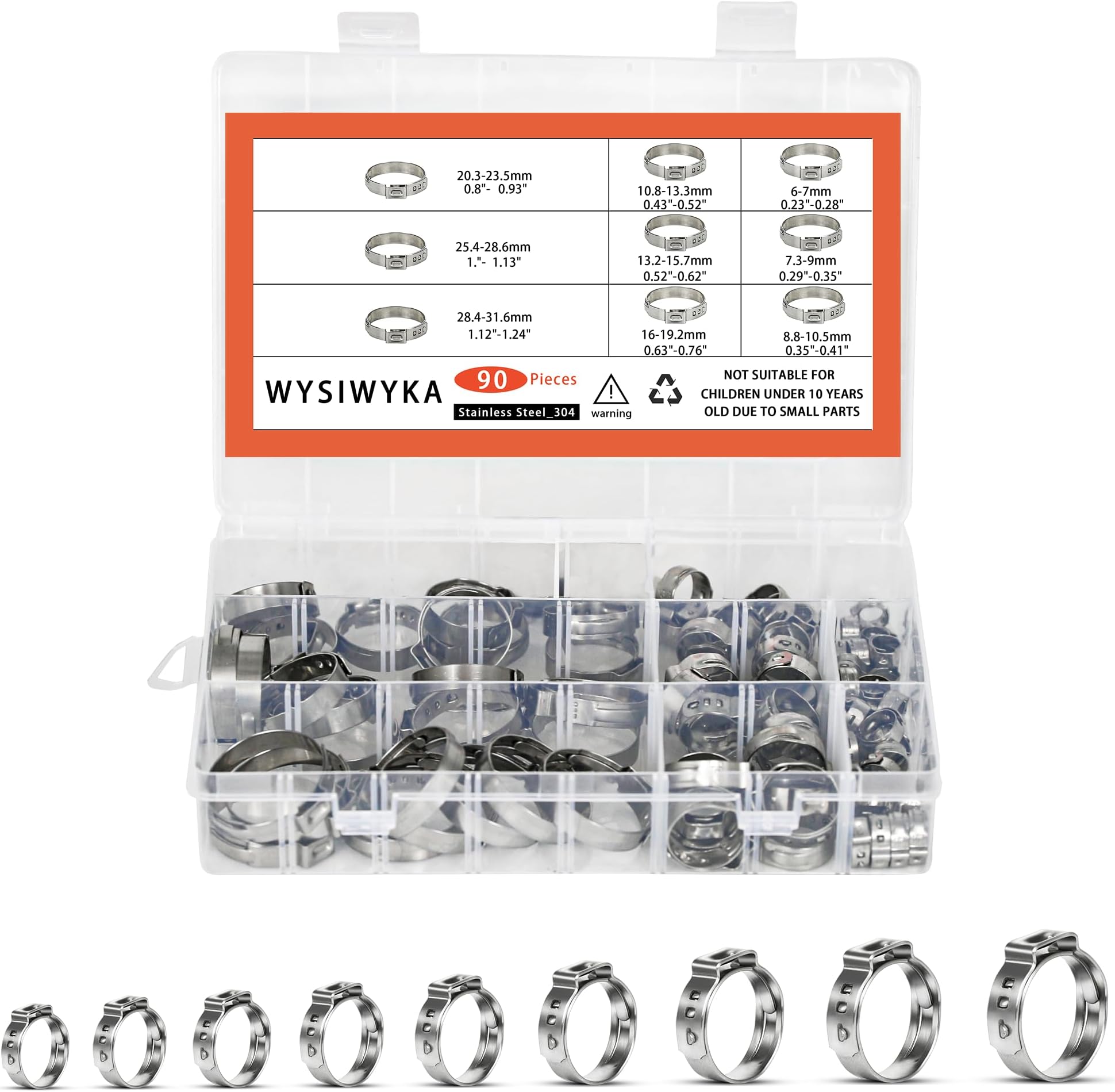 Amazon.com: Size 1-1/2" (38.5 mm) Oetiker Stepless Ear Clamps, 10-Pack ...