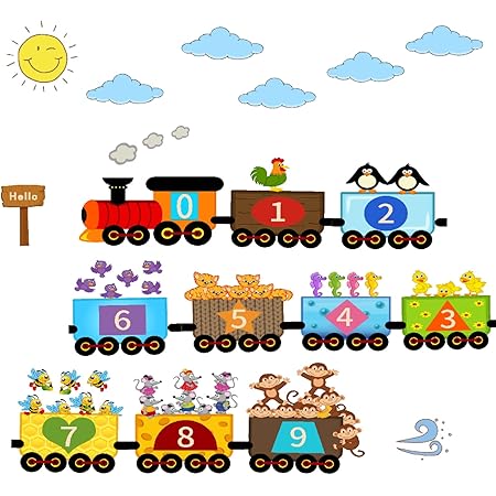 Amazon.com: Train Number Kids Wall Stickers, Learning Colors Figures ...