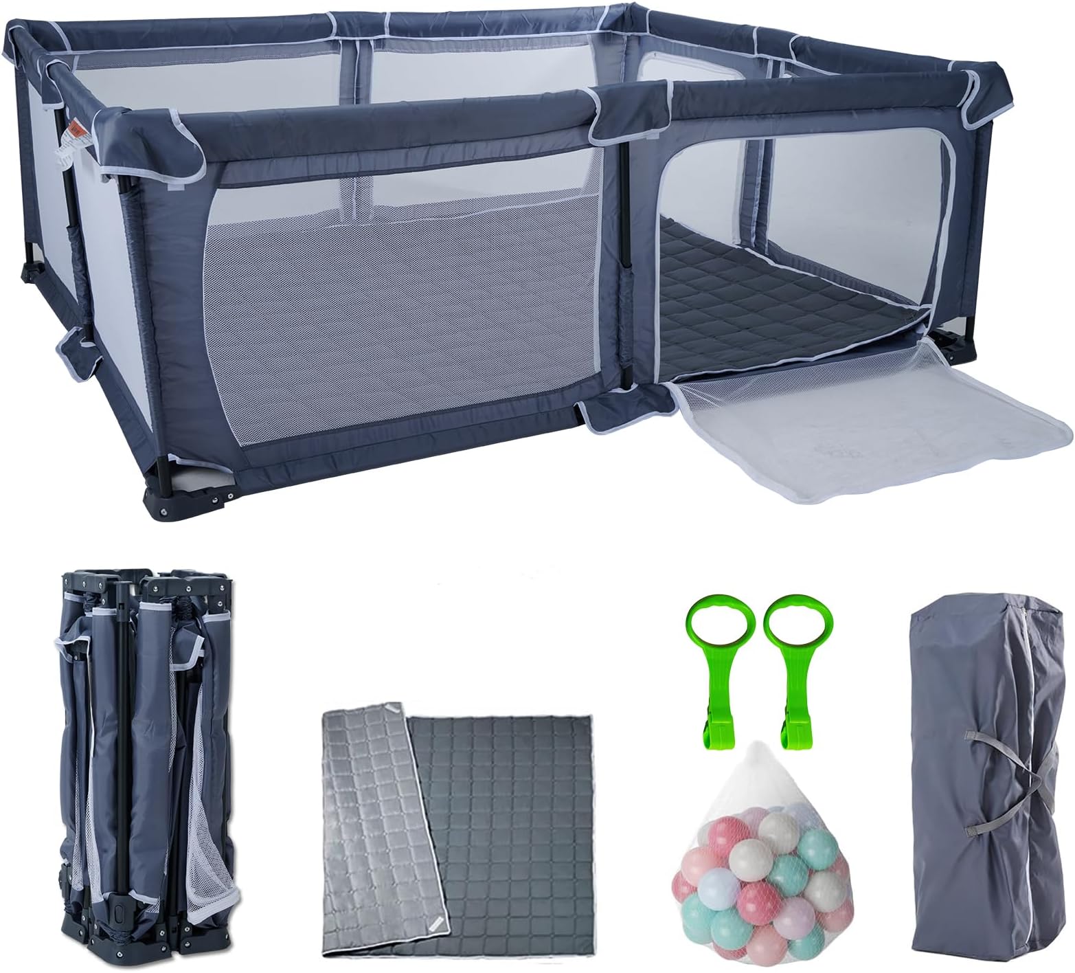 Amazon.com : Foldable Baby Playpen 59"X71",Play Pen for Babies and Toddlers, Portable Playpen ...