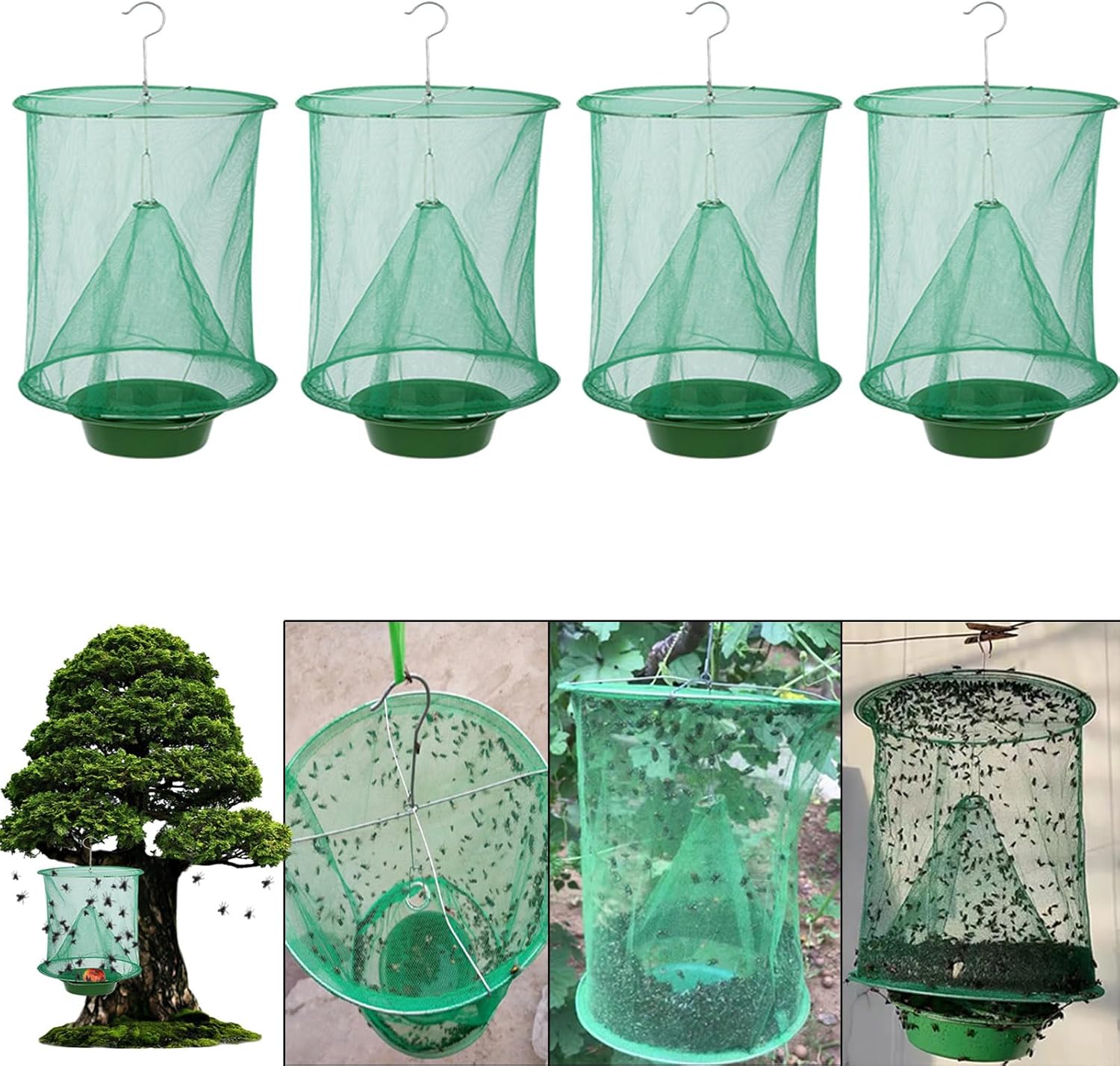 Amazon.com : FOTWUZ 4 Pack Ranch Fly Traps - Reusable Fly Traps with ...