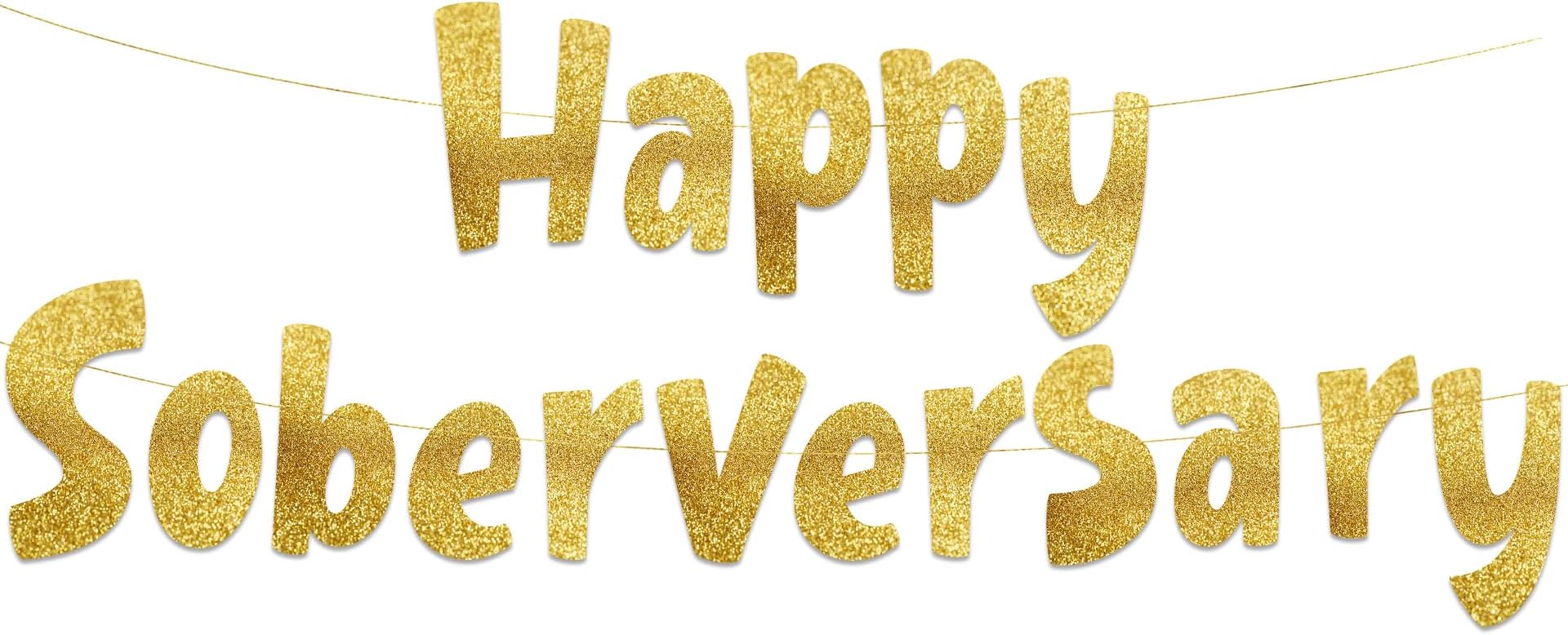 Amazon.com: Happy Soberversary Gold Glitter Banner - Happy Sobriety ...