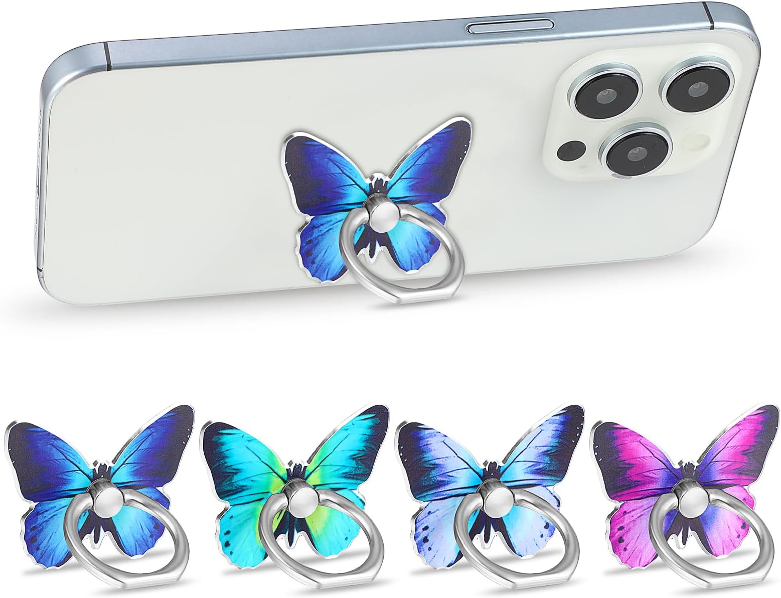 Amazon.com: 4Pcs Butterfly Cell Phone Ring Stand Holder Cute Metal ...