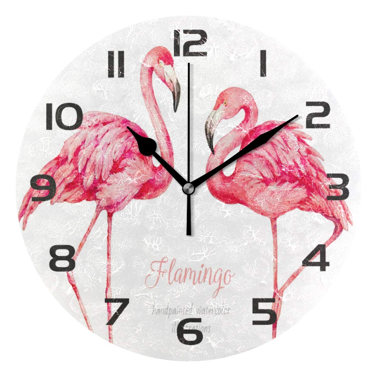Amazon.com: Qilmy Flamingo Wall Clock Non Ticking Silent Art Decorative ...