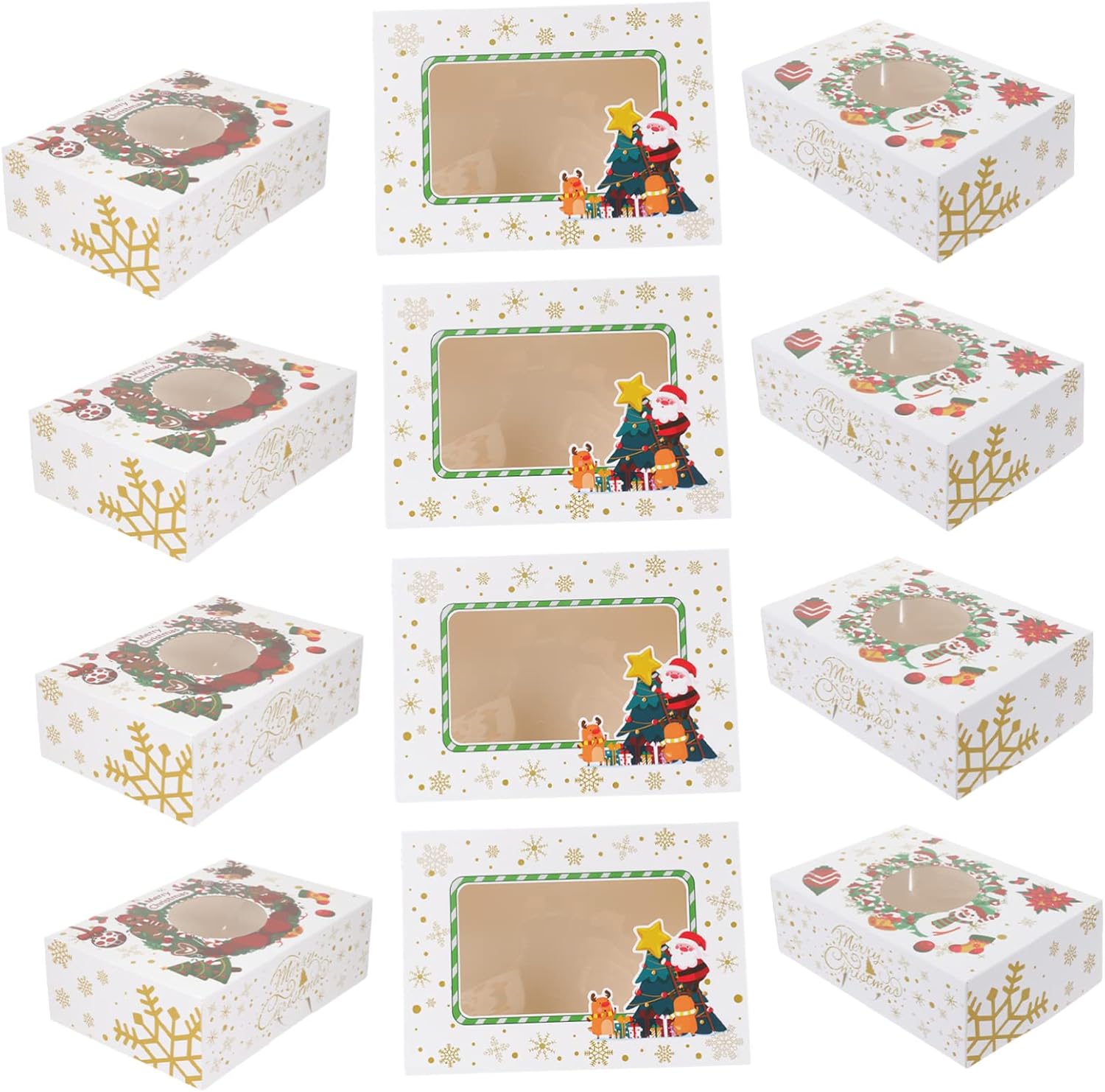 Amazon.com: Ciieeo 12pcs Christmas Cake Box with Window Festive Bakery ...