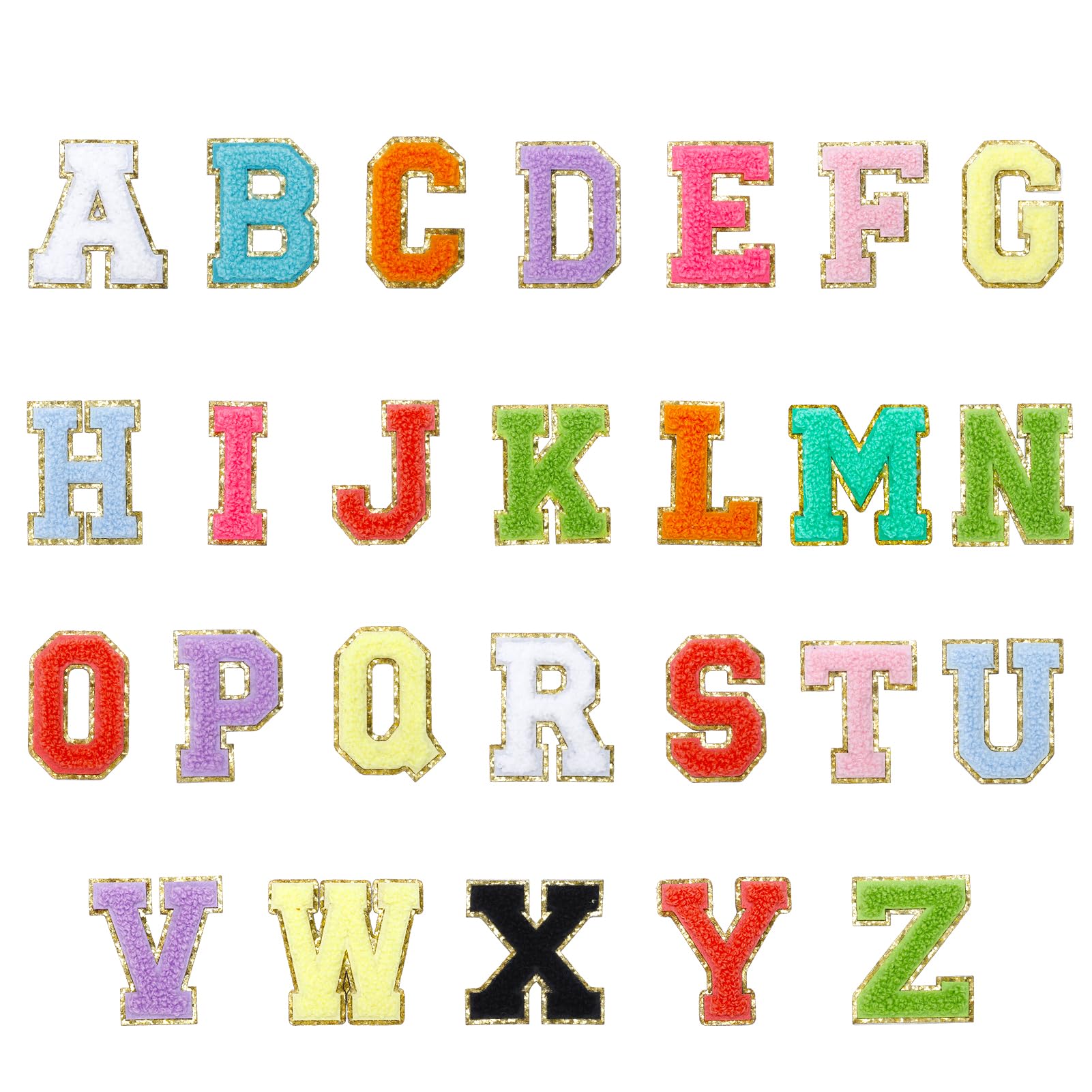 Amazon.com: HSCSO 26 Pcs Chenille Letter Patches Self Adhesive Colorful ...