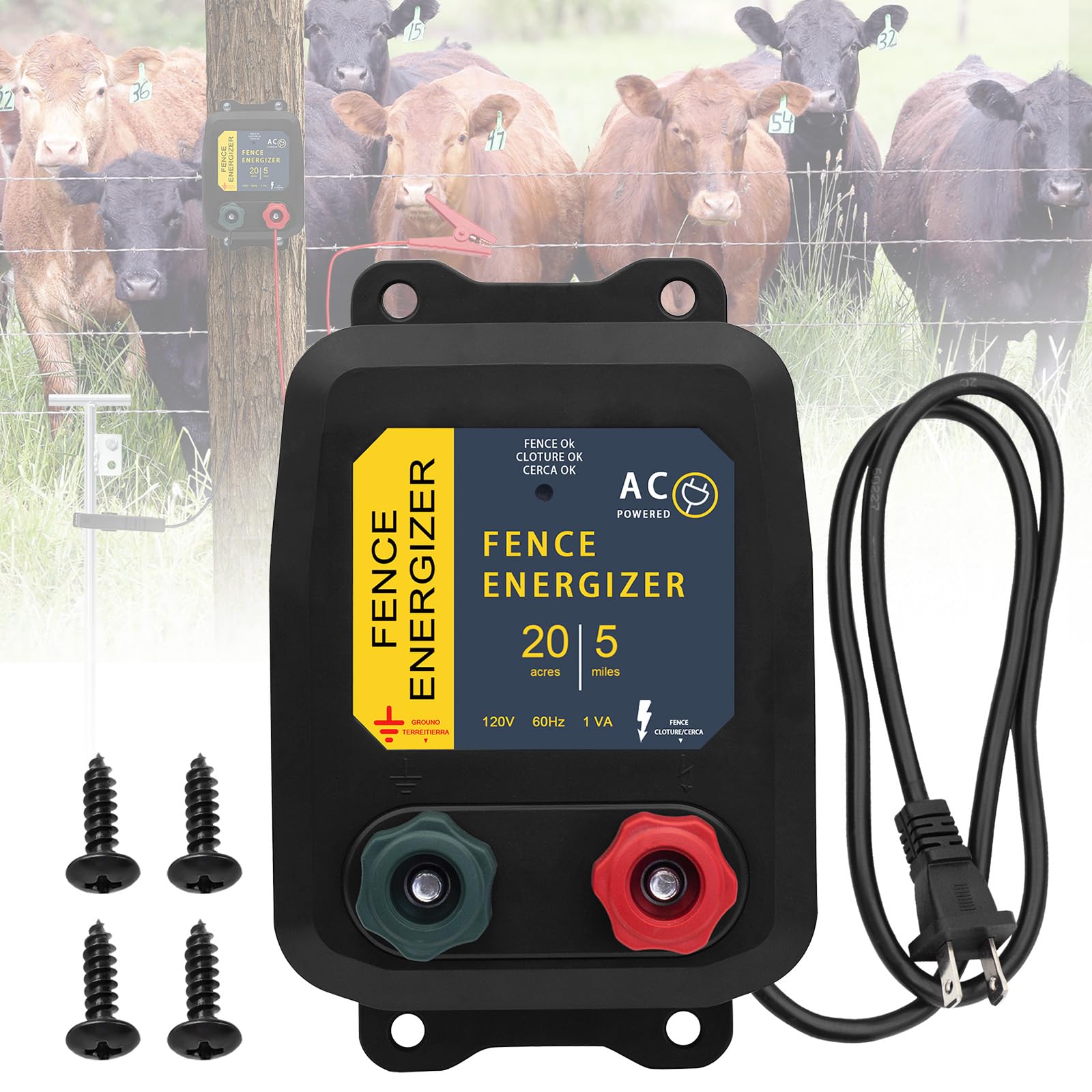 Amazon.com : Electric Fence Charger, 5 Mile Plug in Electric Fence ...
