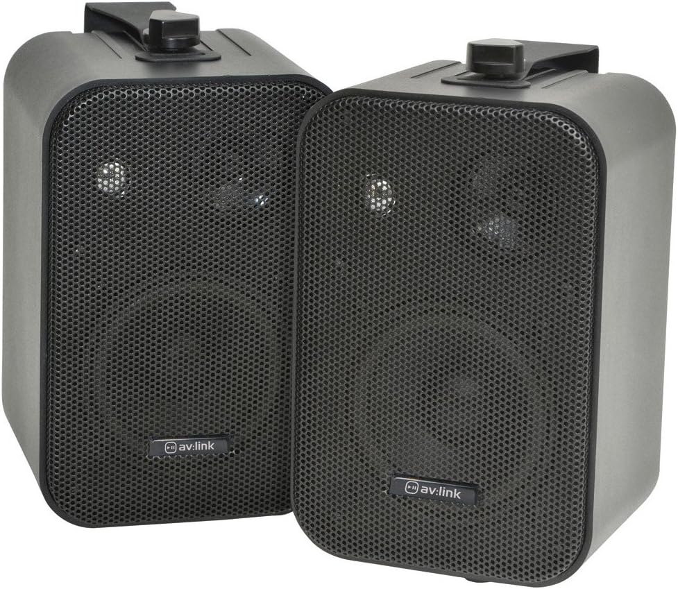 AV Link B30-B 3 Way Speakers with Wall Mounting Brackets - Black (Pack ...