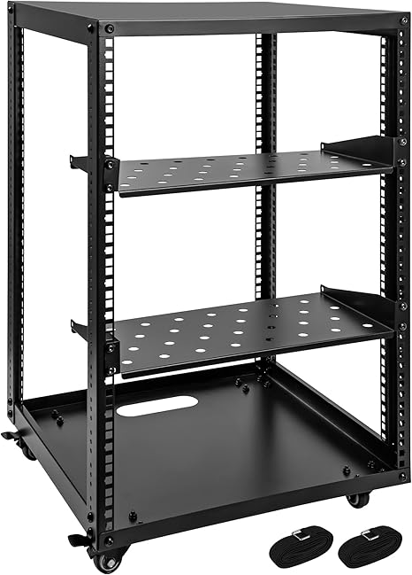 Eastrexon 15U Server Rack, Network Rack w/Two Rack Shelves & Swivel ...
