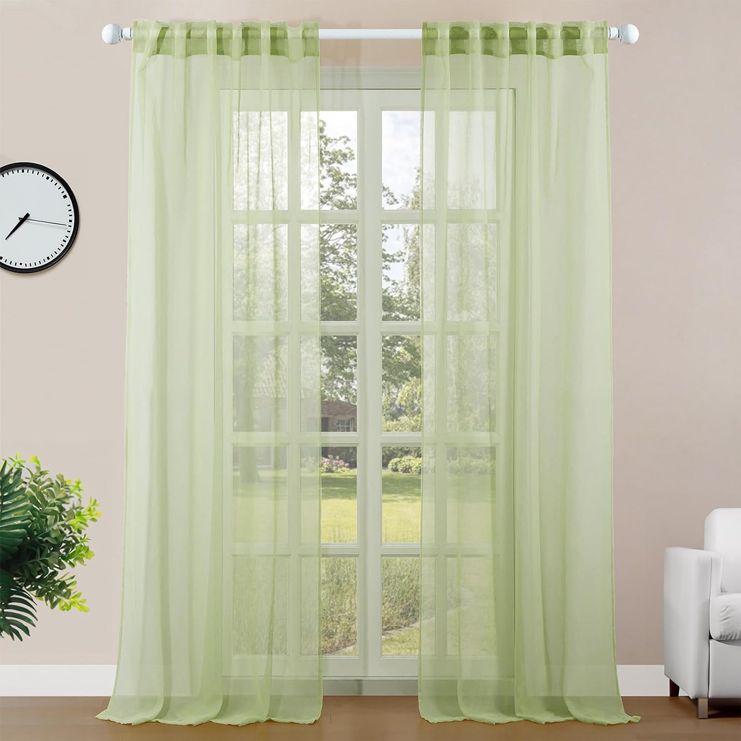 Amazon.com: Topfinel Sage Green Curtains 84 inch Length for Living Room ...