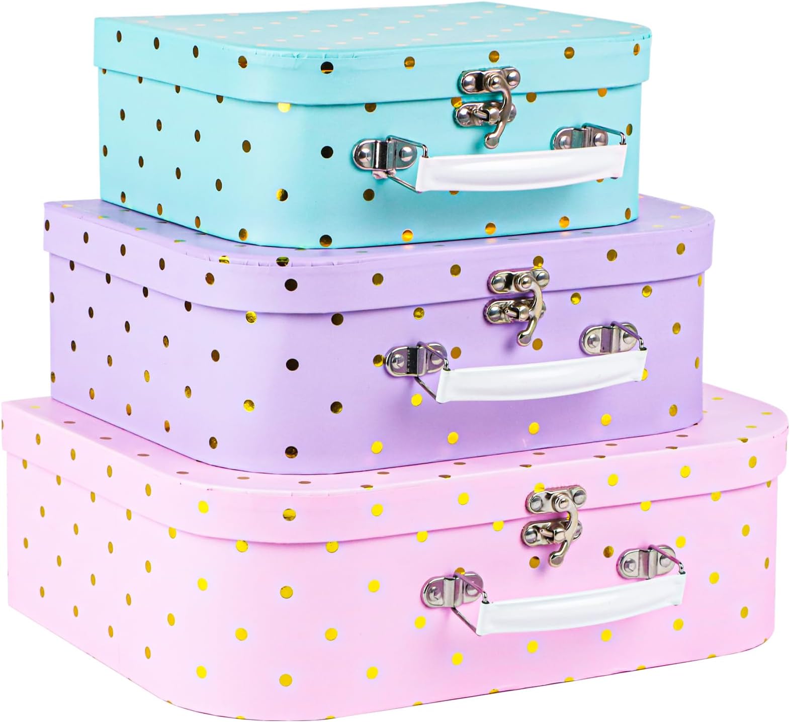Amazon.com: Fasmov 3 Pack Paperboard Suitcases Storage Box Decorative ...