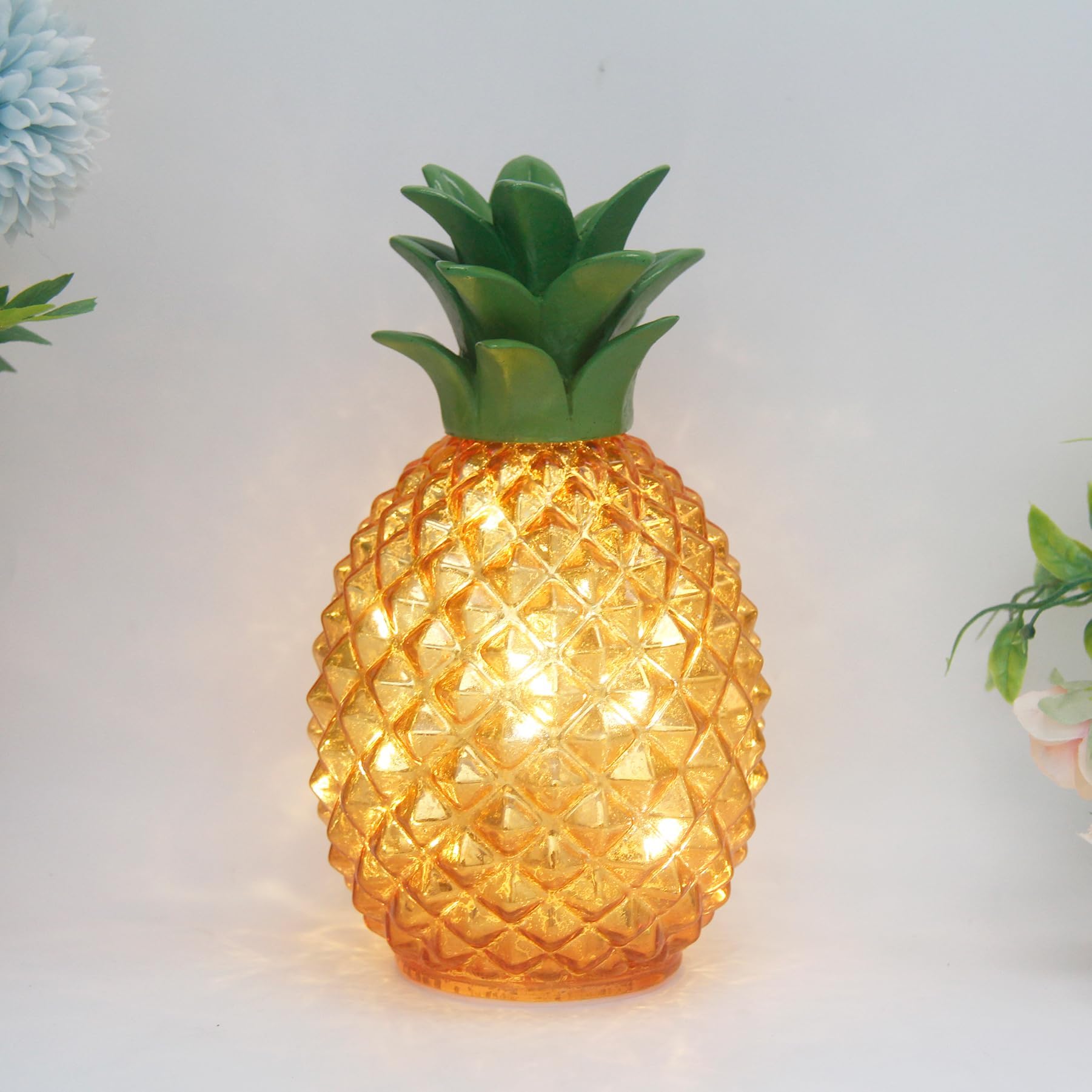Cute Mercury Glass Pineapple lamp, Golden Glass Table Lamp, Countertop ...