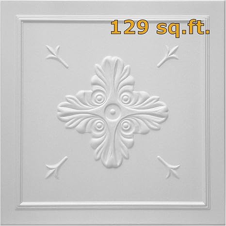 Styro Pro Styrofoam White Ceiling Tile to Cover Popcorn, pack of 48 ...